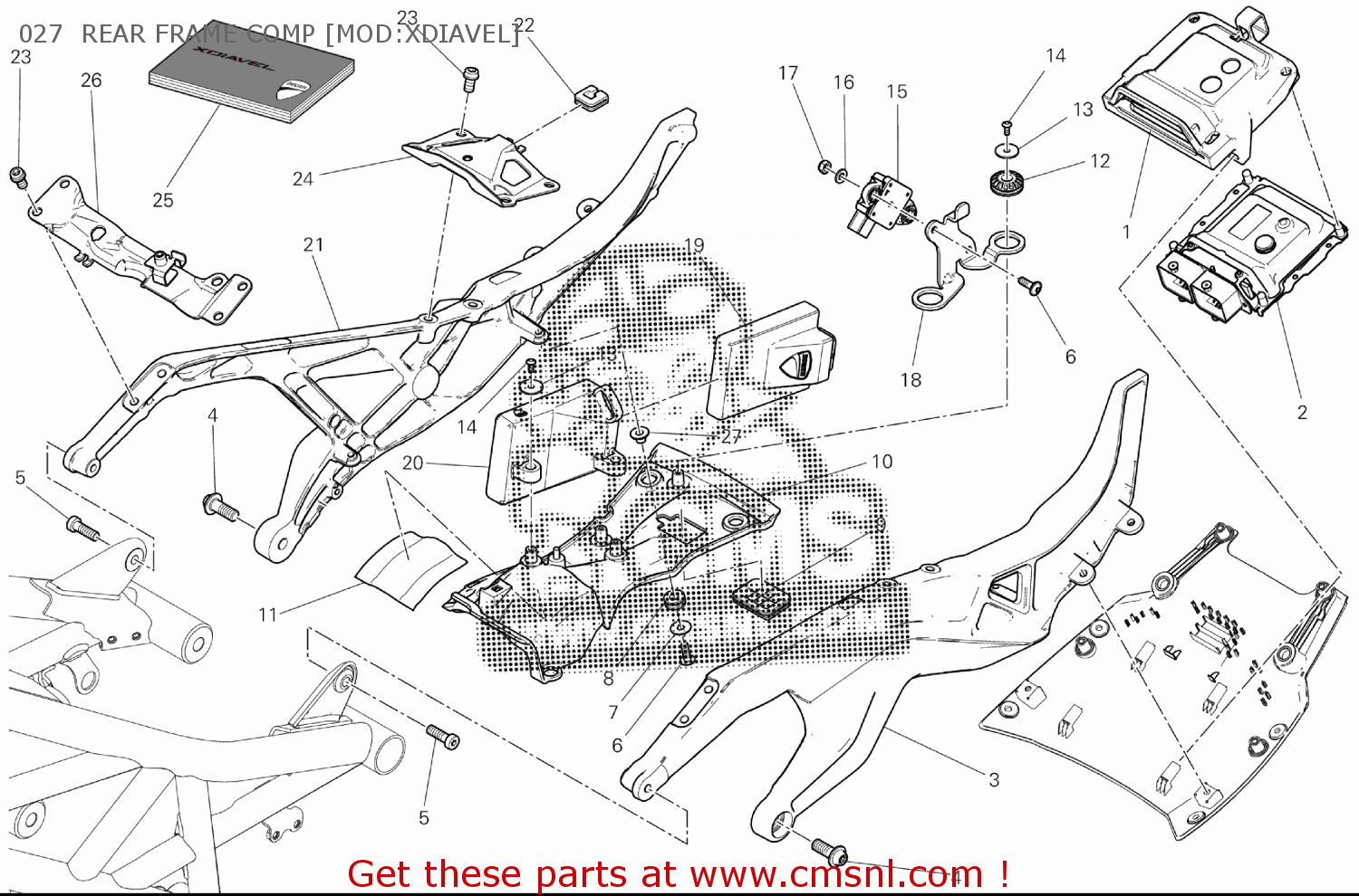 Ducati XDIAVEL 2018 UK (XDIAVEL DMH) D240-00018 027 REAR FRAME COMP ...