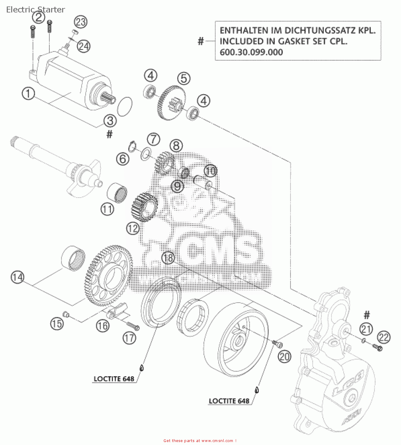 E-STARTER ENGINE CPL. LC8-E 03 for 990 SUPERMOTO ORANGE France 2009 ...