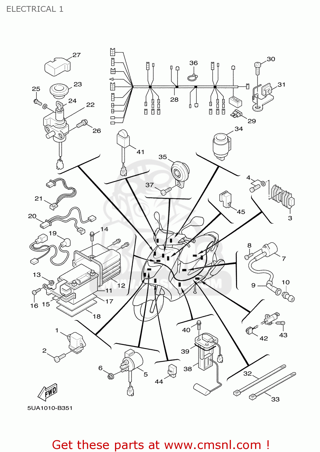 5MLH194010: Starter Relay Assy Yamaha - buy the 5ML-H1940-10-00 at CMSNL