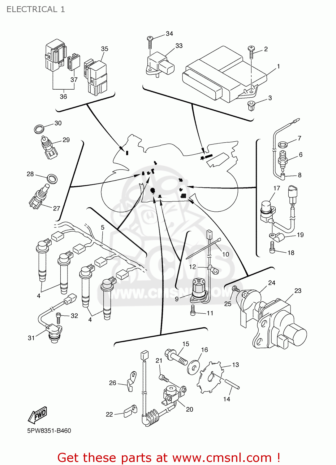 5PW8591A41: Engine Control Unit Assy Yamaha - buy the 5PW-8591A-41 at CMSNL