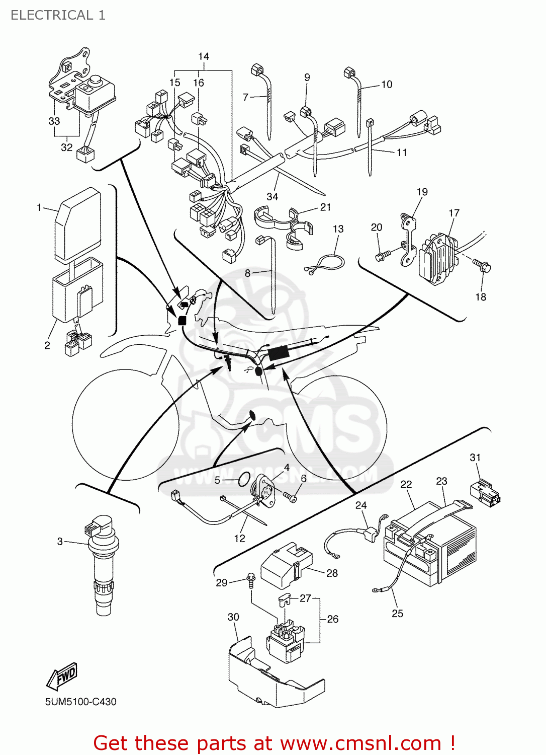 5UM8554050: Cdi Unit Assembly Yamaha - buy the 5UM-85540-50 at CMSNL