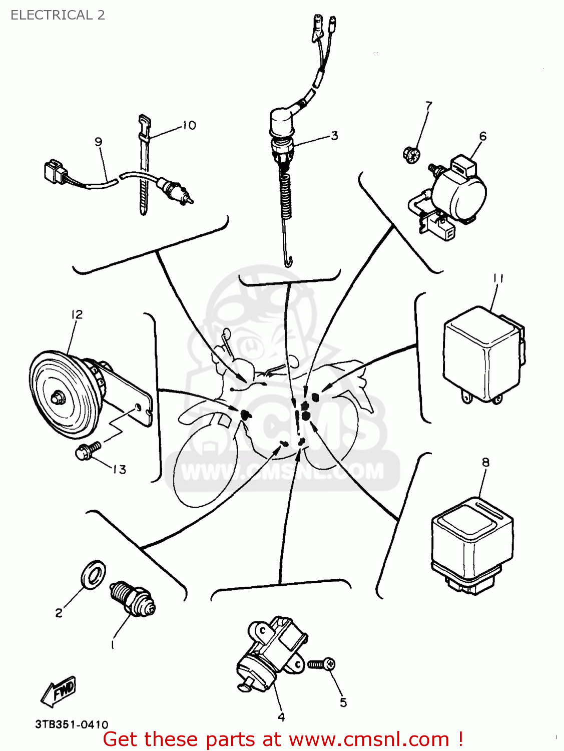 STOP SWITCH ASSY for XT600E 1991 3TB3 FRANCE 213TB-351F1 - order at CMSNL