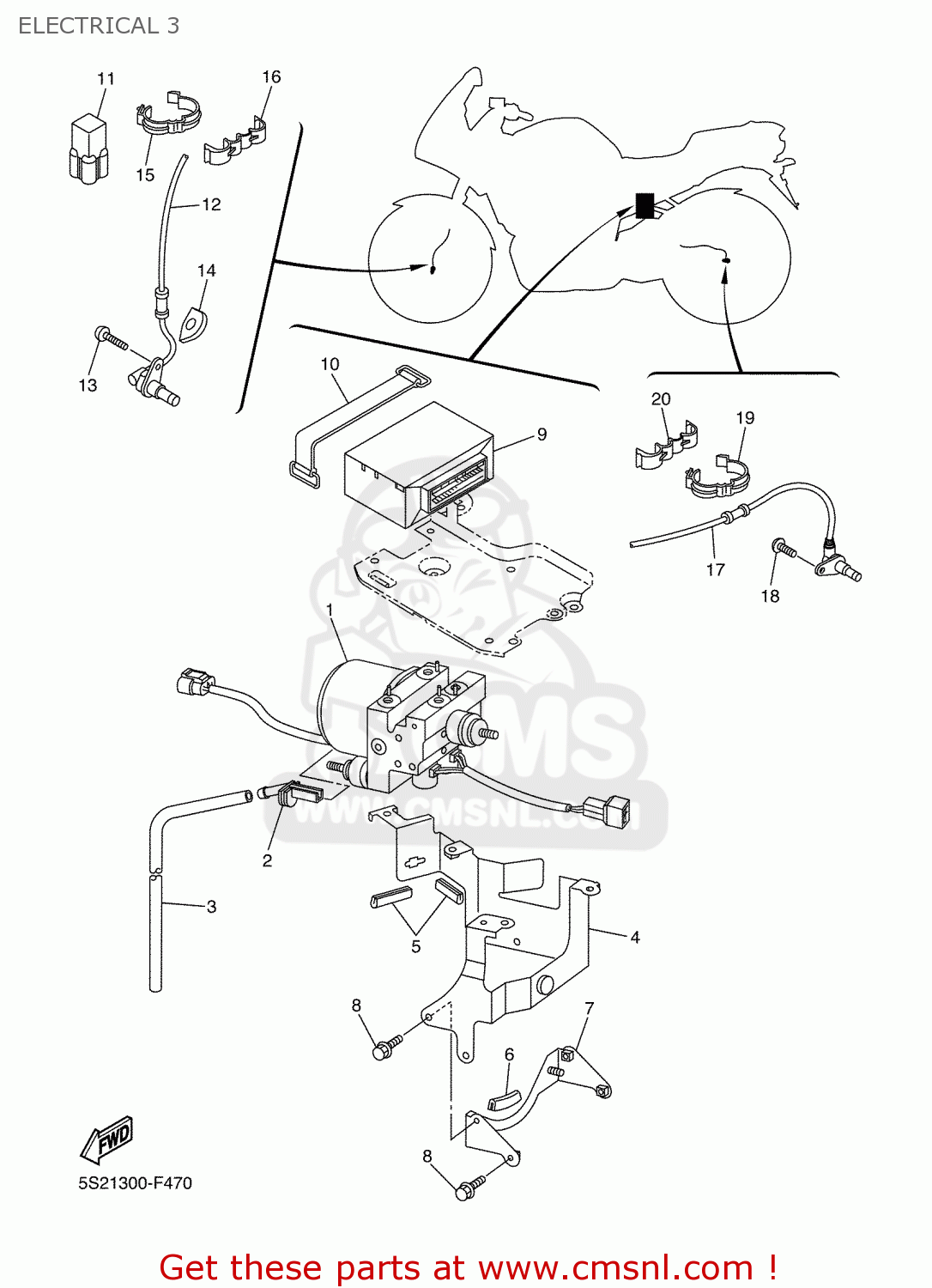 5S28597000: Wheel Sensor Assy, Front Yamaha - buy the 5S2-85970-00 at CMSNL
