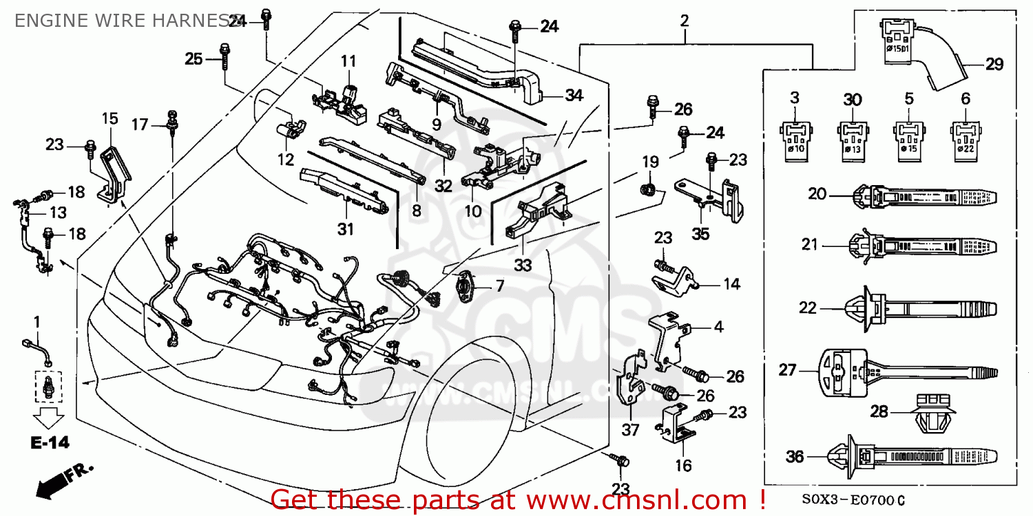 32110P8FA61: Wire Harness, Engine Honda - buy the 32110-P8F-A61 at CMSNL