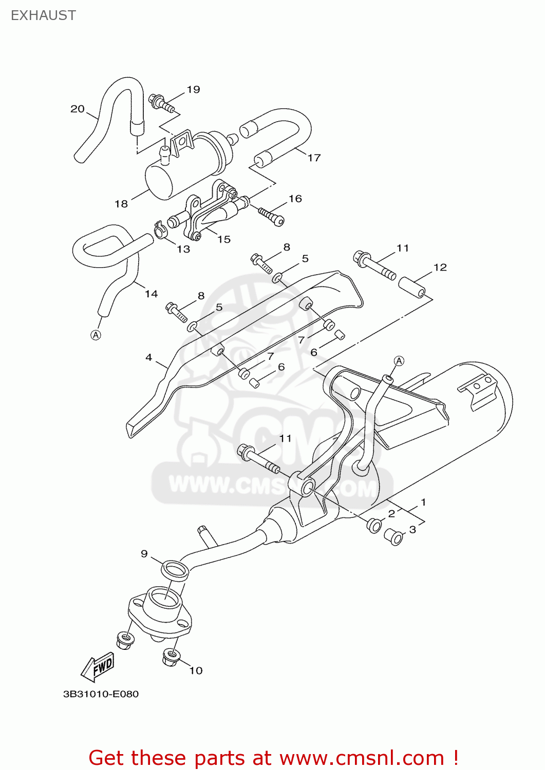 3B3E470800: Protector Assy Yamaha - buy the 3B3-E4708-00 at CMSNL