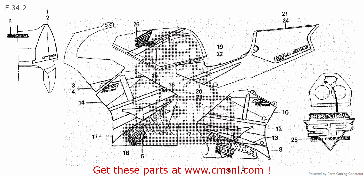 64254KV3840ZA: Mark,r.low*type4* Honda - buy the 64254-KV3-840ZA at CMSNL