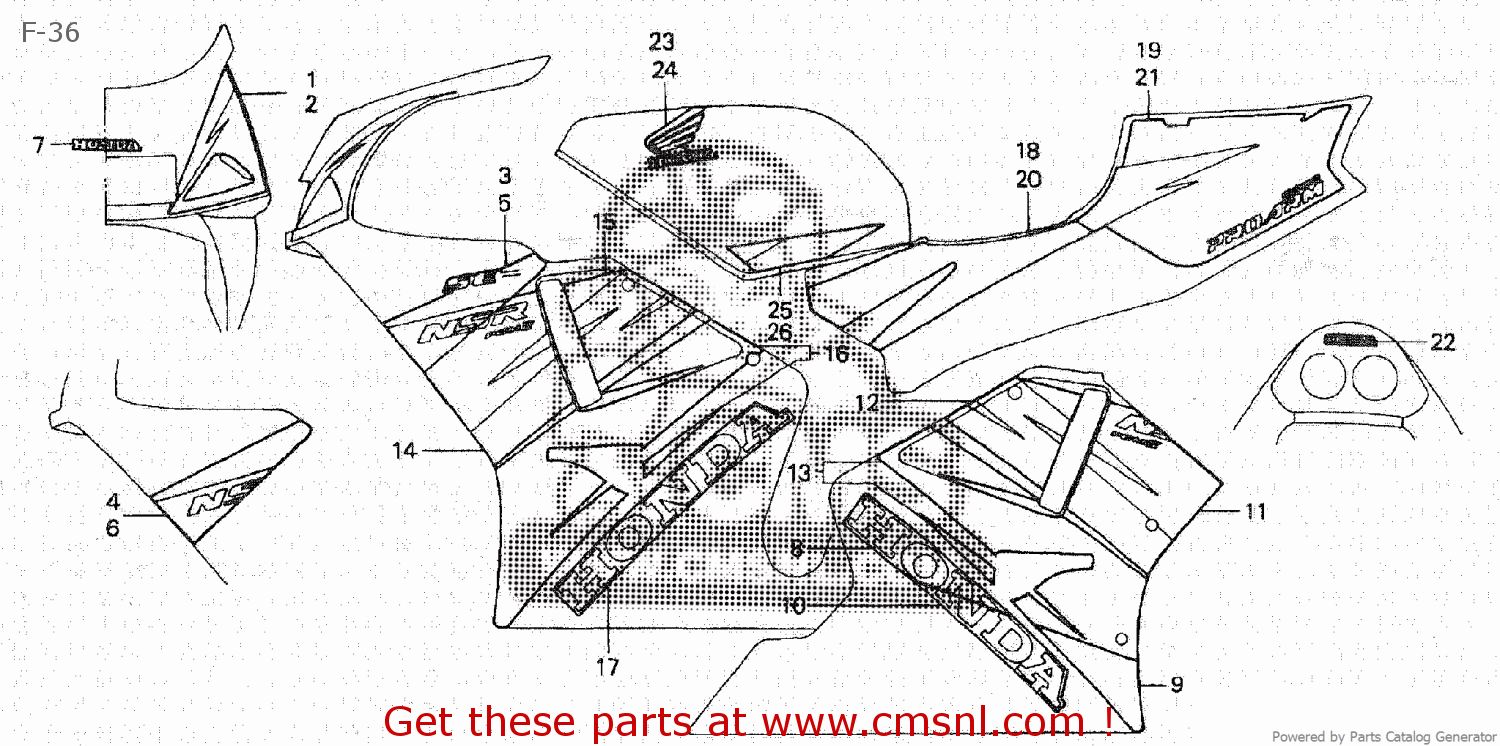 64254KV3950ZB: Mark,cowl *type2* Honda - buy the 64254-KV3-950ZB at CMSNL