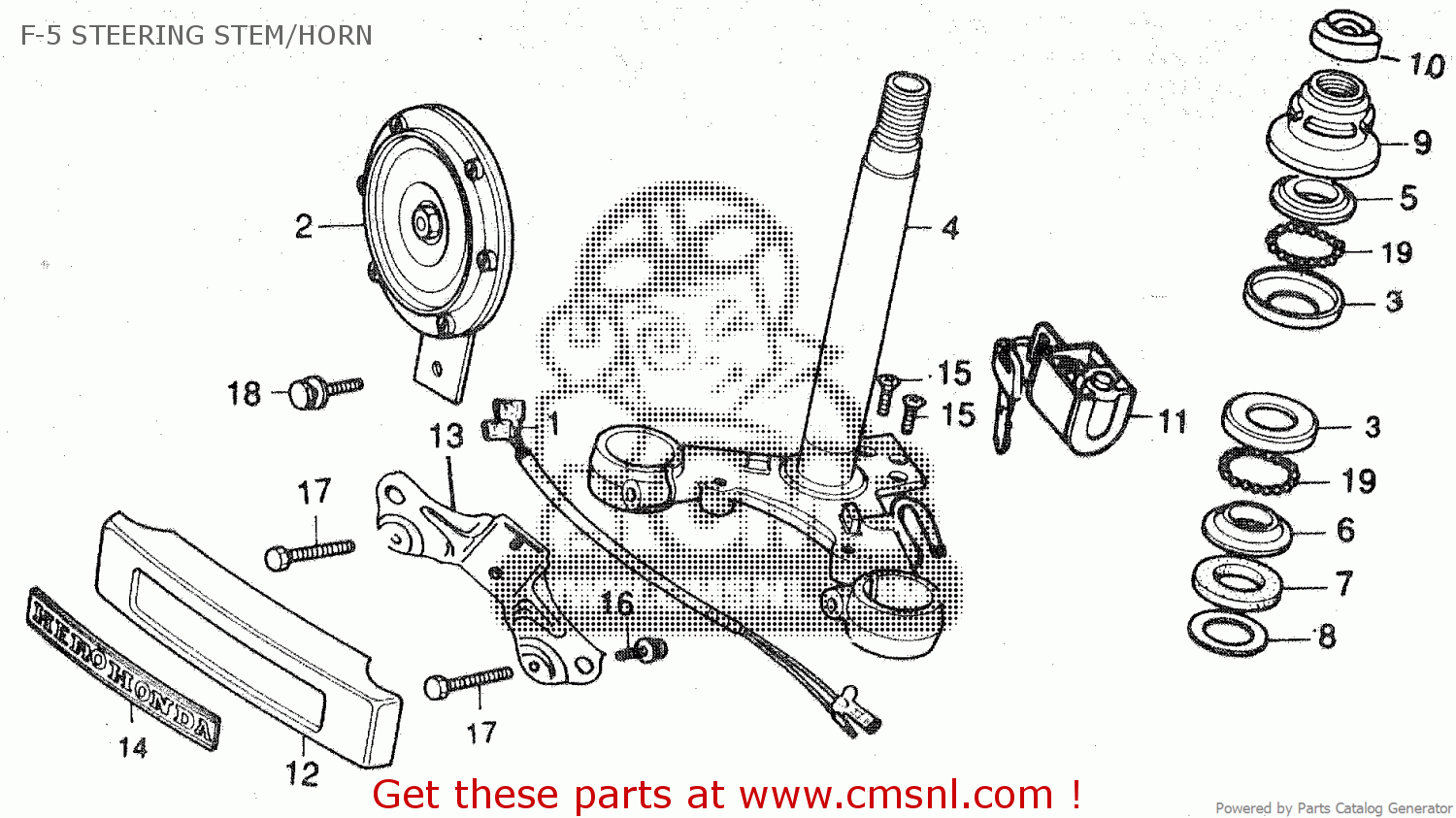53200KAG910: Stem Comp., Steering *nh-1* Honda - buy the 53200-KAG-910 ...