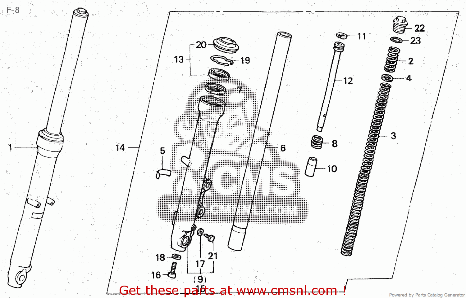 FORK ASSY,R FRONT for NAS250 1992 (N) JAPAN MC26-100 - order at CMSNL