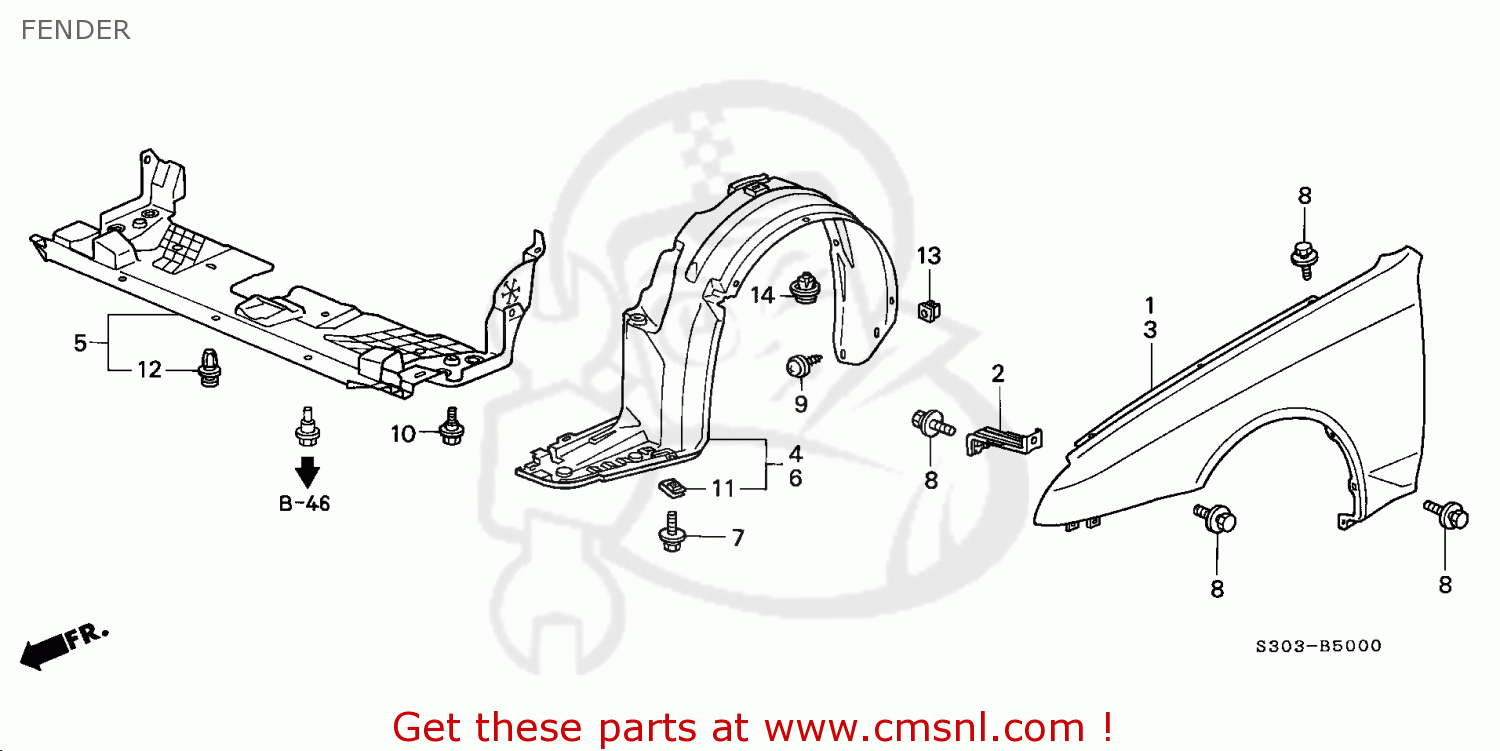 60261S30A90ZZ: Panel,l.fr.fender Honda - buy the 60261-S30-A90ZZ at CMSNL