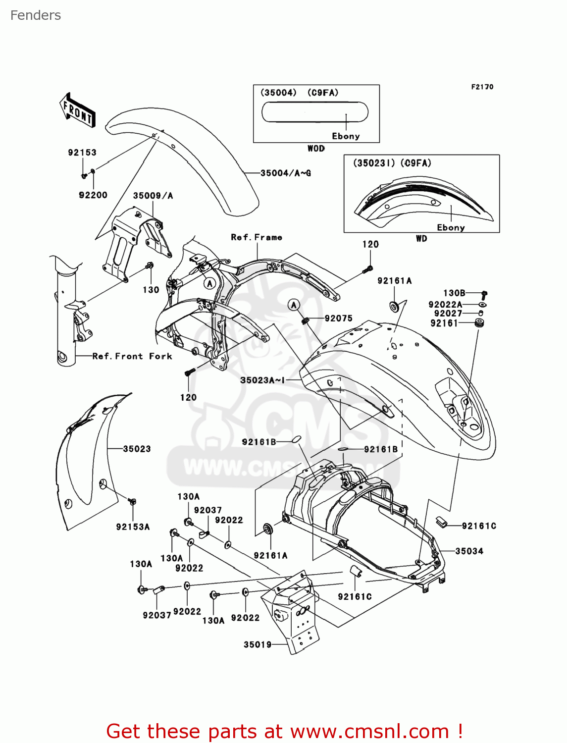 35004008217L: Fender-front,c.b.oran Kawasaki - buy the 35004-0082-17L ...