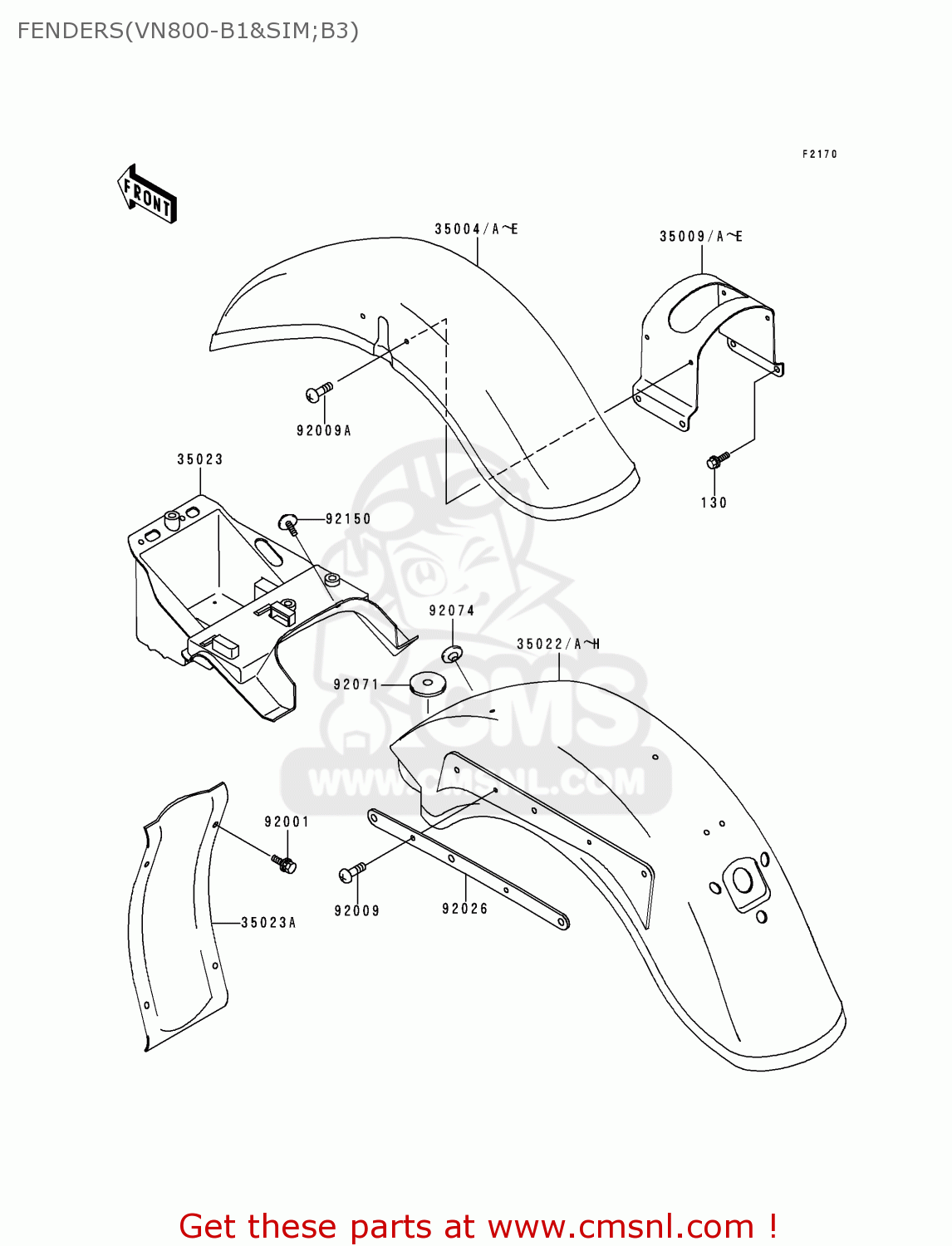 350221314H8: Fender-comp-rear,rr,e Kawasaki - buy the 35022-1314-H8 at ...