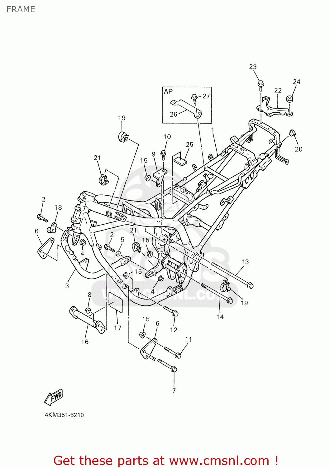4KM211101035: Frame Comp. Yamaha - buy the 4KM-21110-10-35 at CMSNL