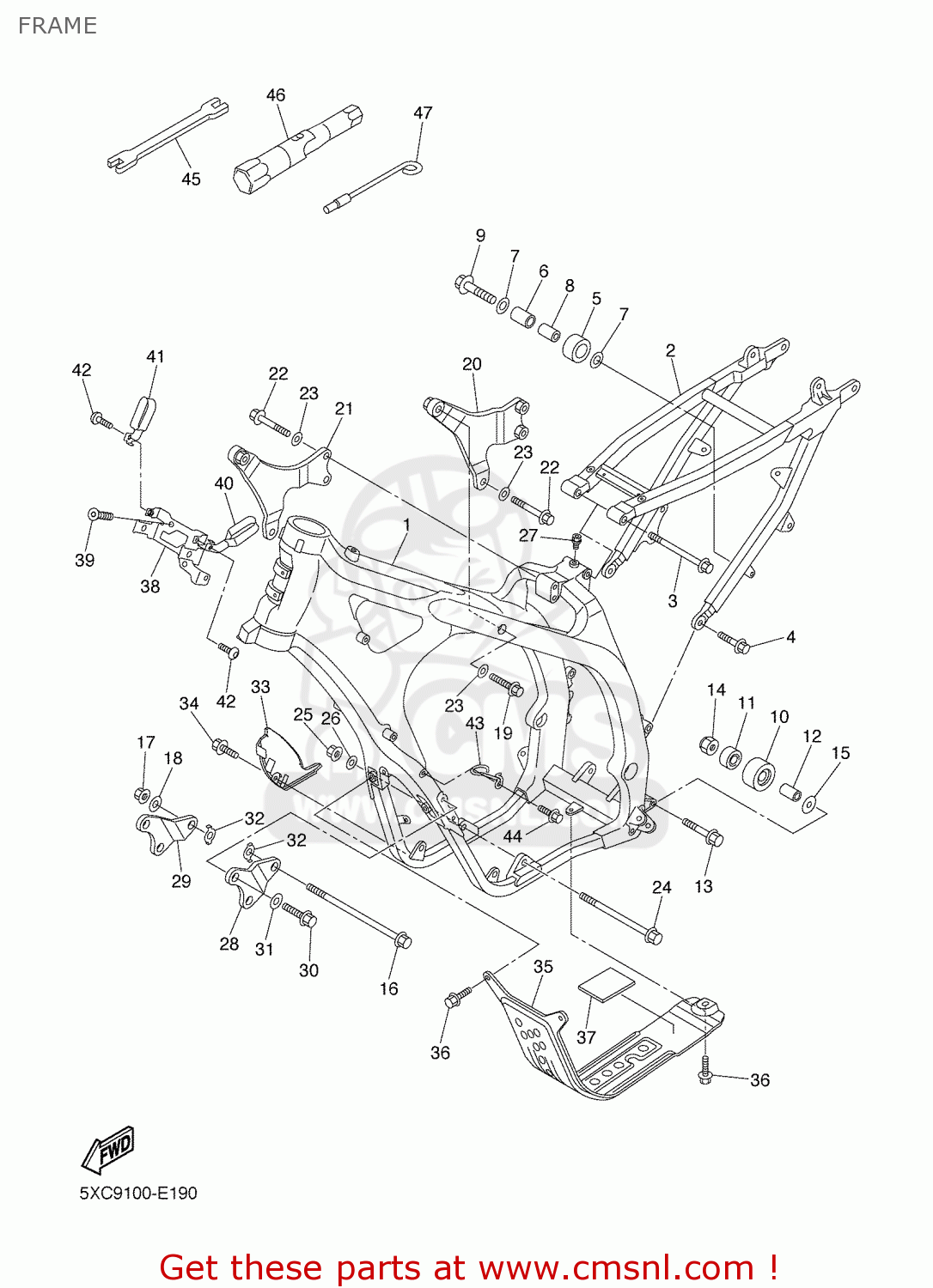 5XC2110190: Front Frame Comp. Yamaha - buy the 5XC-21101-90 at CMSNL