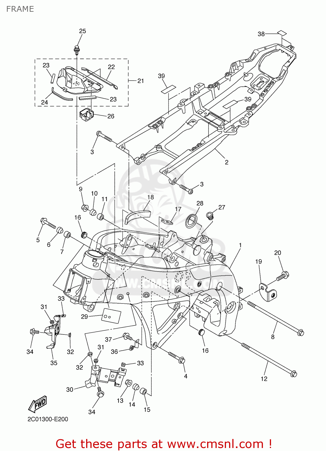 2C02418200: Damper, Locating 2 Yamaha - buy the 2C0-24182-00 at CMSNL