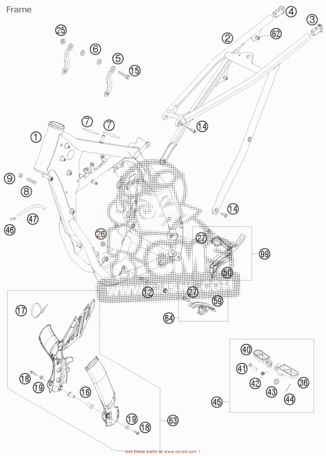 FRAME 250 SX-F ''GA07'' for 250 SX-F FACT.REPL.MUSQ. ED Europe 2010 ...