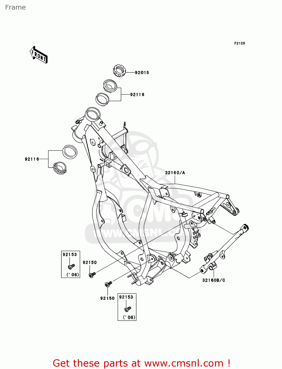 32160161118R: Frame-comp,sub,f.s.bl Kawasaki - buy the 32160-1611-18R ...