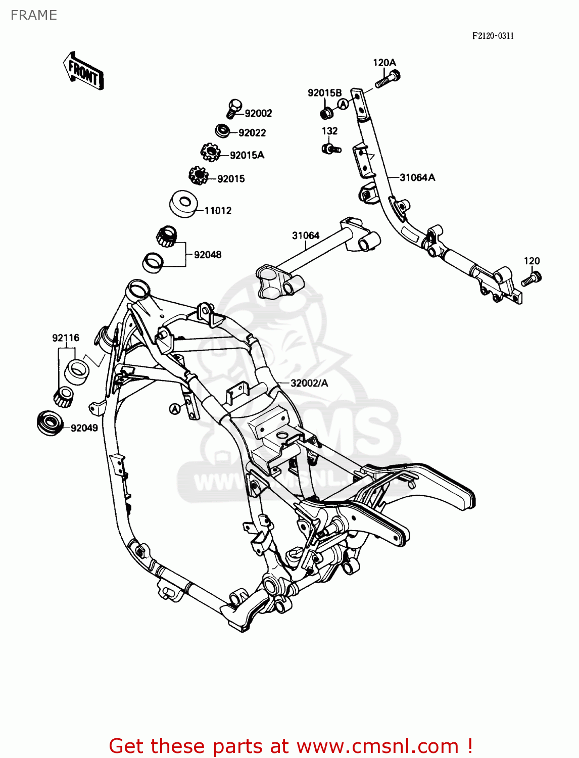 310641084: Pipe-comp,frame,rh Kawasaki - buy the 31064-1084 at CMSNL