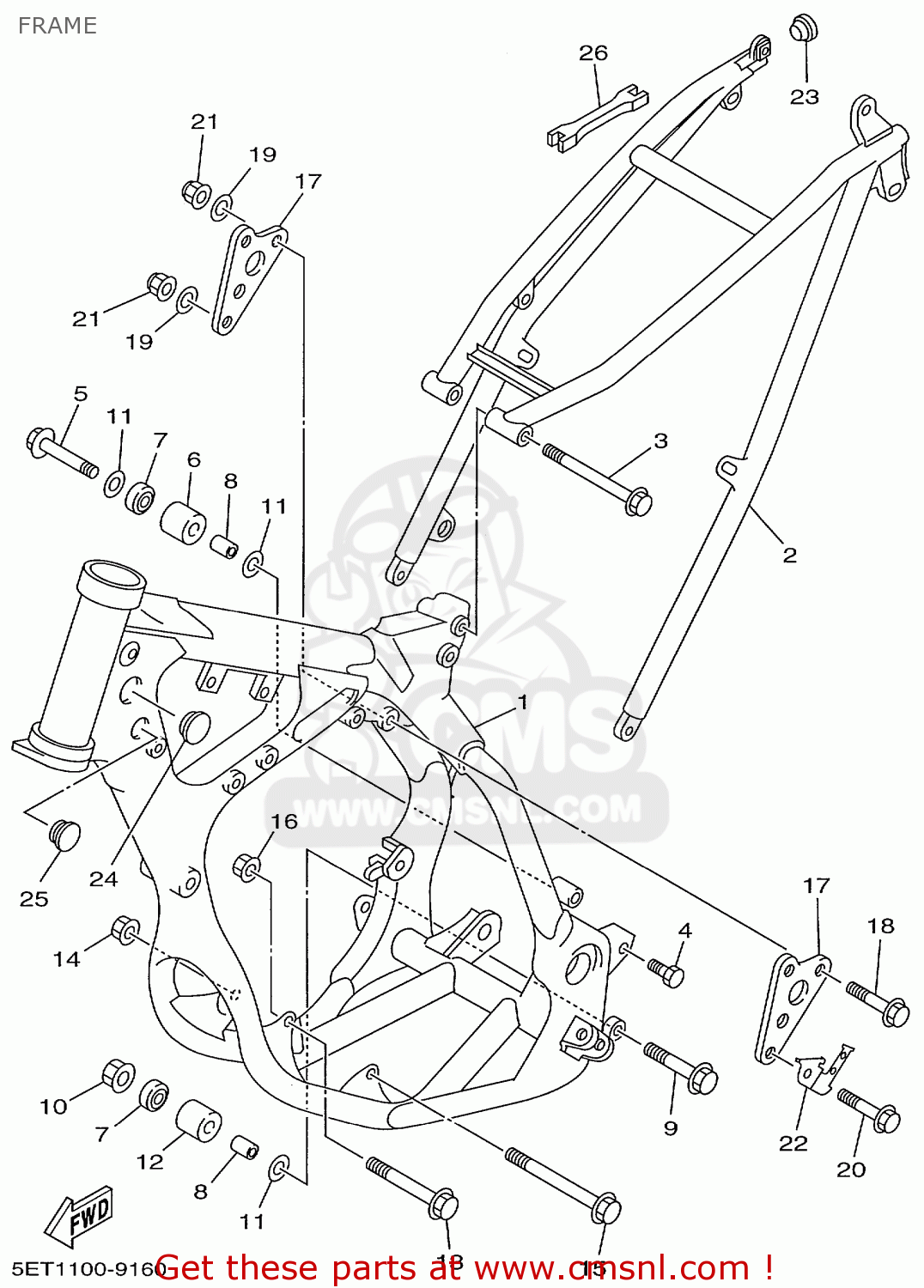 5ET2110100P1: Front Frame Comp. Yamaha - buy the 5ET-21101-00-P1 at CMSNL