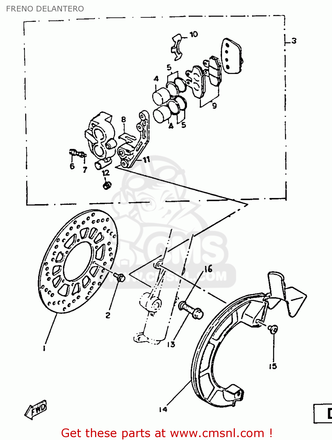 2AJF581010: Caliper Assy Yamaha - buy the 2AJ-F5810-10 at CMSNL