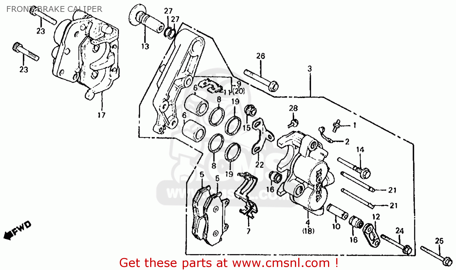 45100MB0911: Caliper, L. Fr. Honda - buy the 45100-MB0-911 at CMSNL