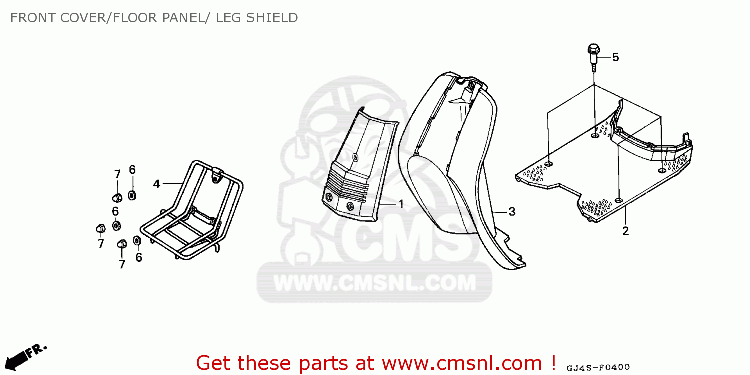 64325GJ3690ZE: Legshield Comp. Pb13 Honda - buy the 64325-GJ3-690ZE at ...