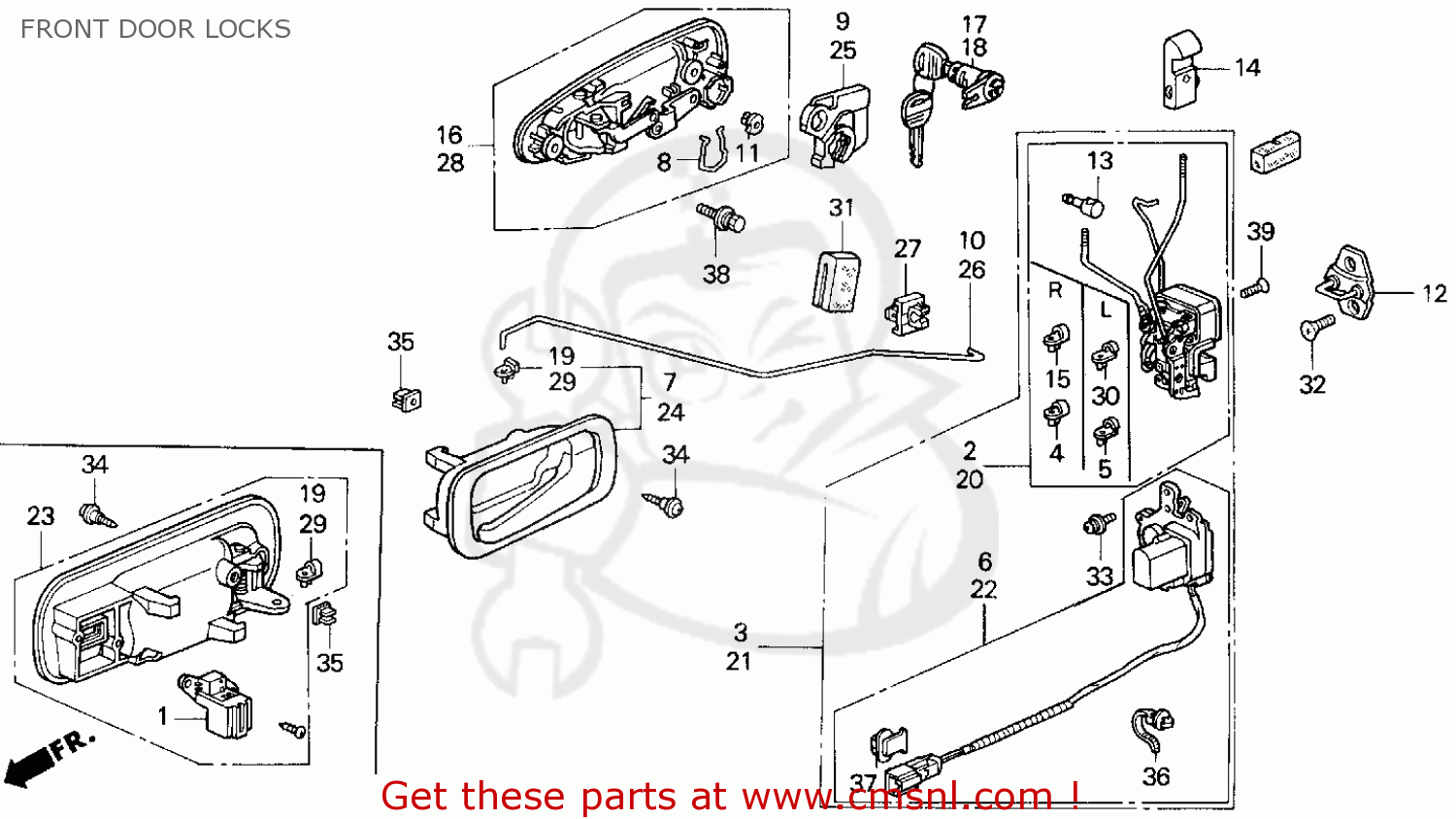 HANDLE, L. *NH561P* for CIVIC 1995 (S) 4DR EX ABS (KA) - order at CMSNL