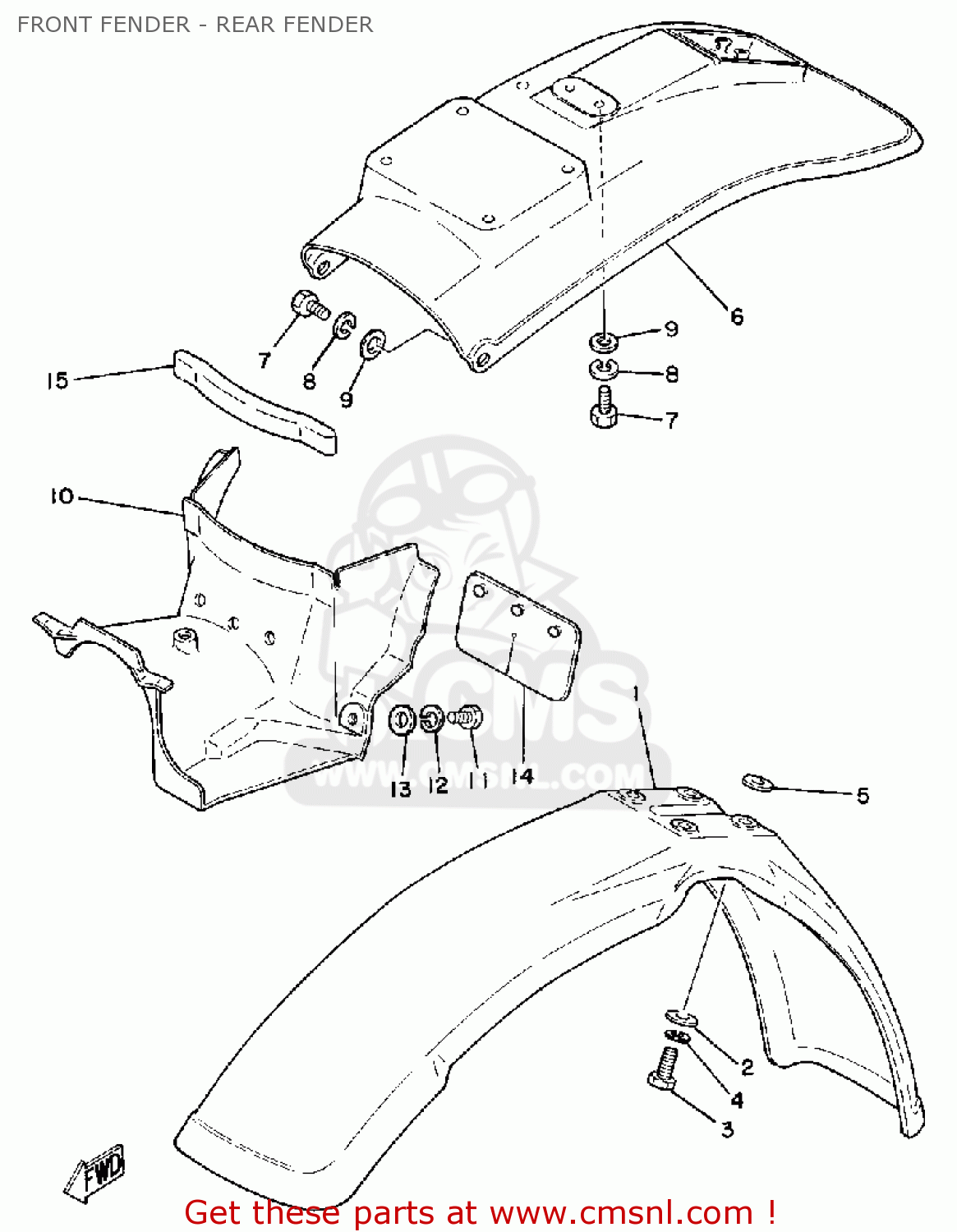 4V52161000: Rear Fender Comp. Yamaha - buy the 4V5-21610-00-00 at CMSNL