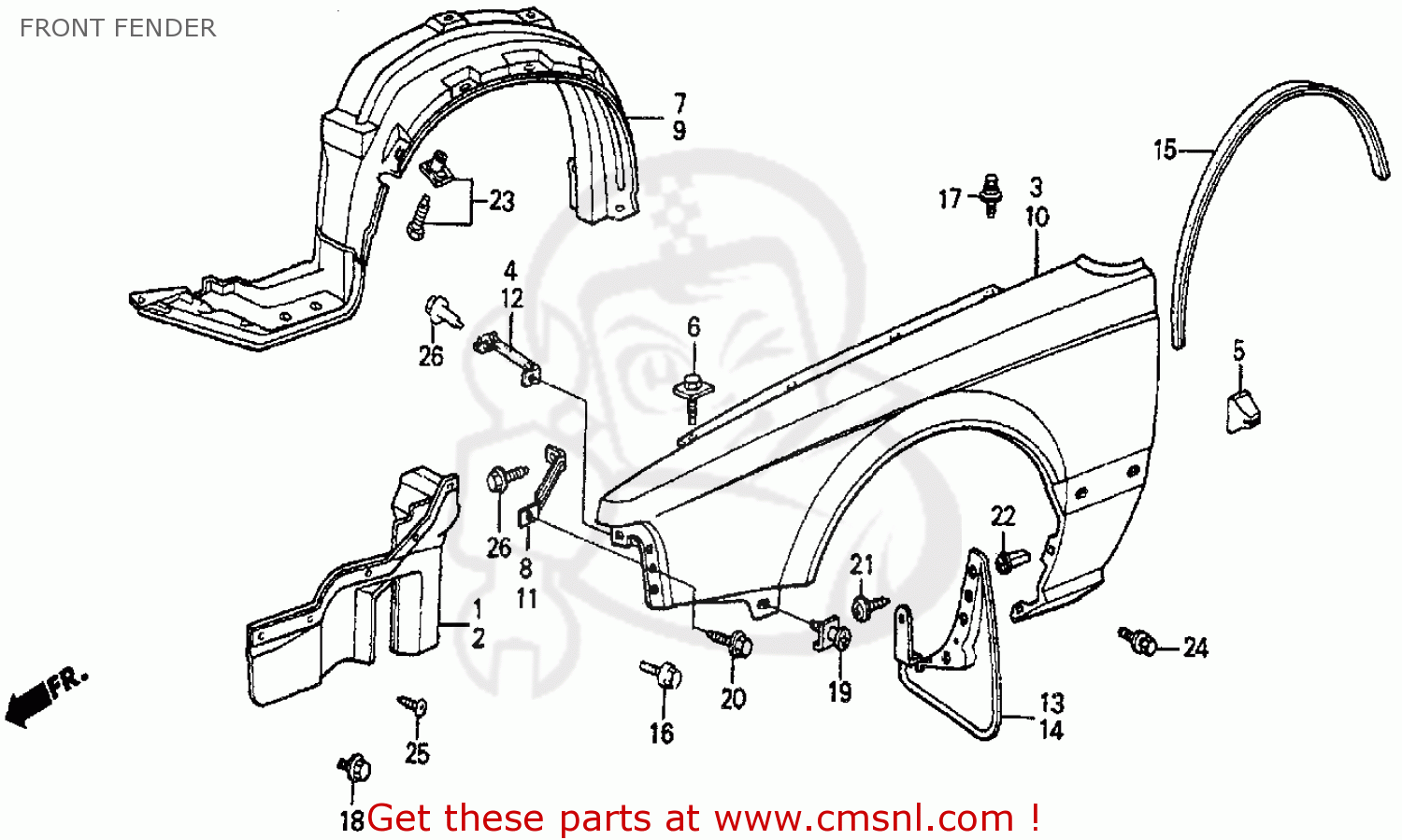 61140SF0000: Fender R,fr Inner Honda - buy the 61140-SF0-000 at CMSNL