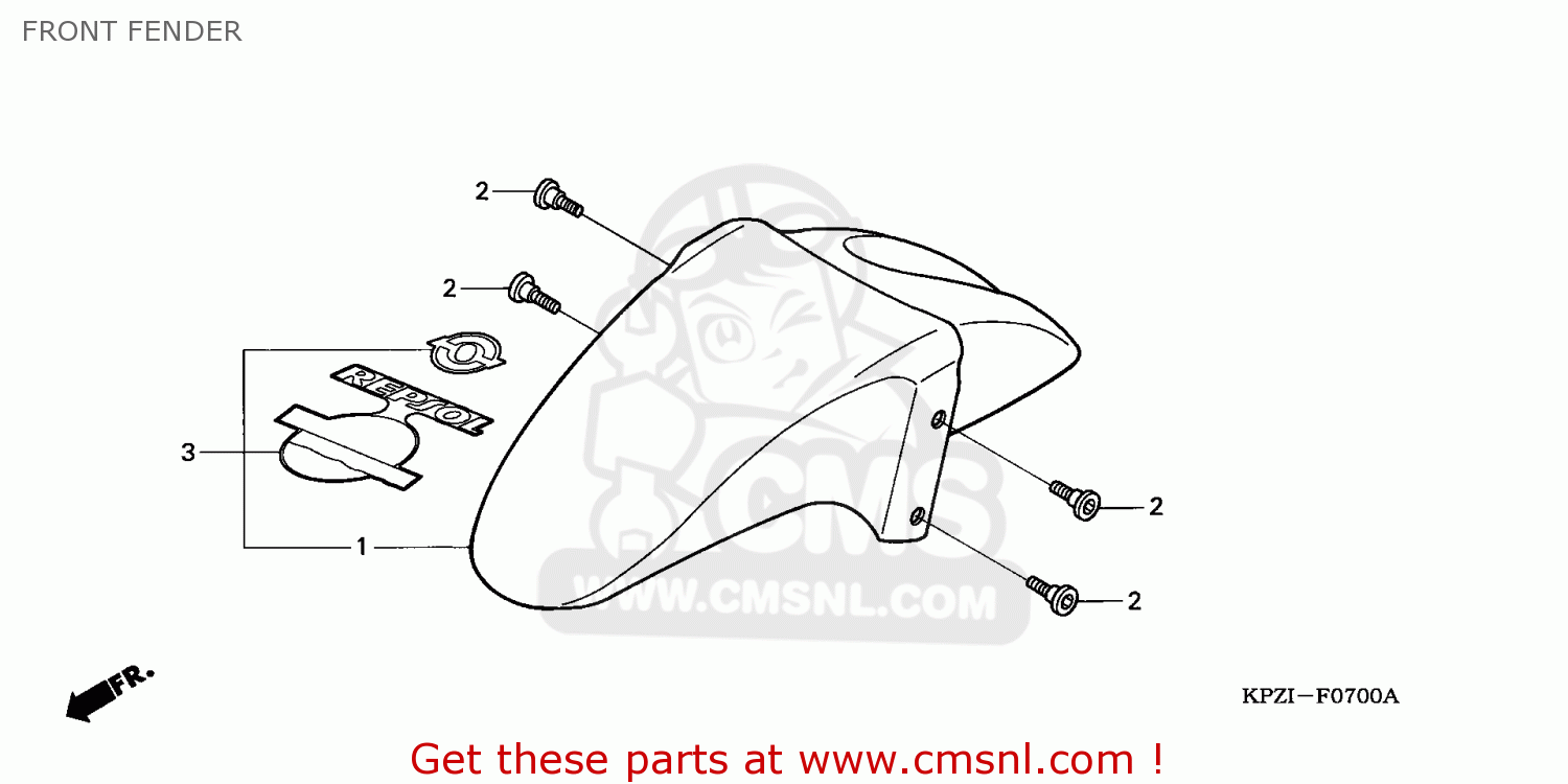 61200KPZ980ZA: Fender Set, Fr. (wl) Honda - buy the 61200-KPZ-980ZA at ...