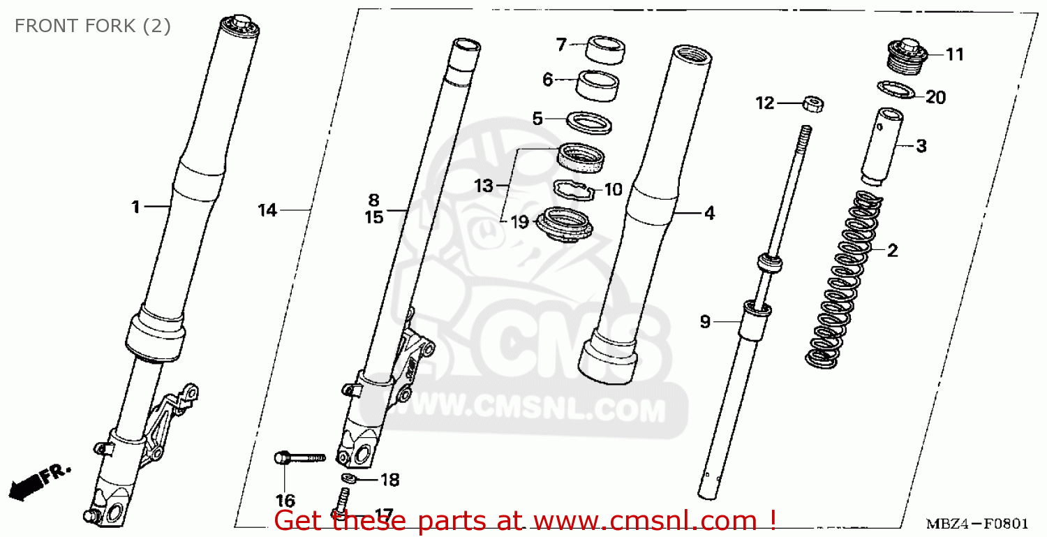 51500MBZA41: Fork Assy.,l.fr. Honda - buy the 51500-MBZ-A41 at CMSNL