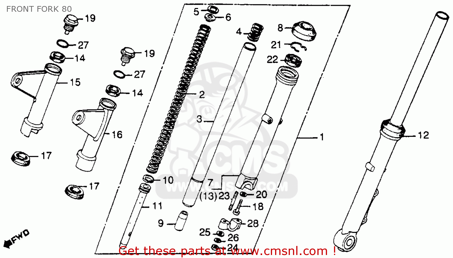 FORK ASSY,R.FR. for CB250N 1978 GERMANY / FULL POWER TYPE 1 - order at ...