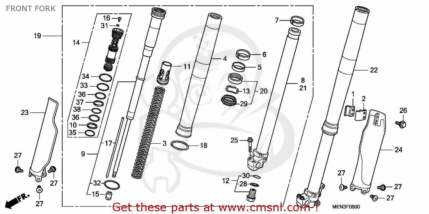 51580MENA41: Fork Sub Assy,l F Honda - buy the 51580-MEN-A41 at CMSNL