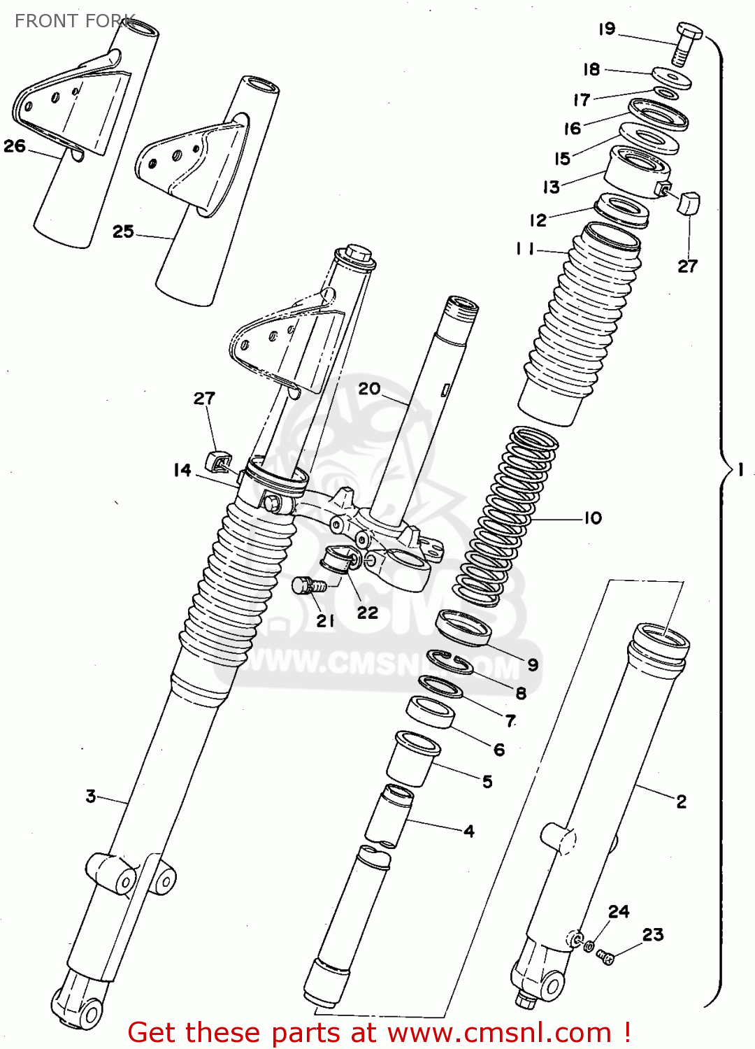 5962310100: Front Fork Assy Yamaha - buy the 596-23101-00 at CMSNL