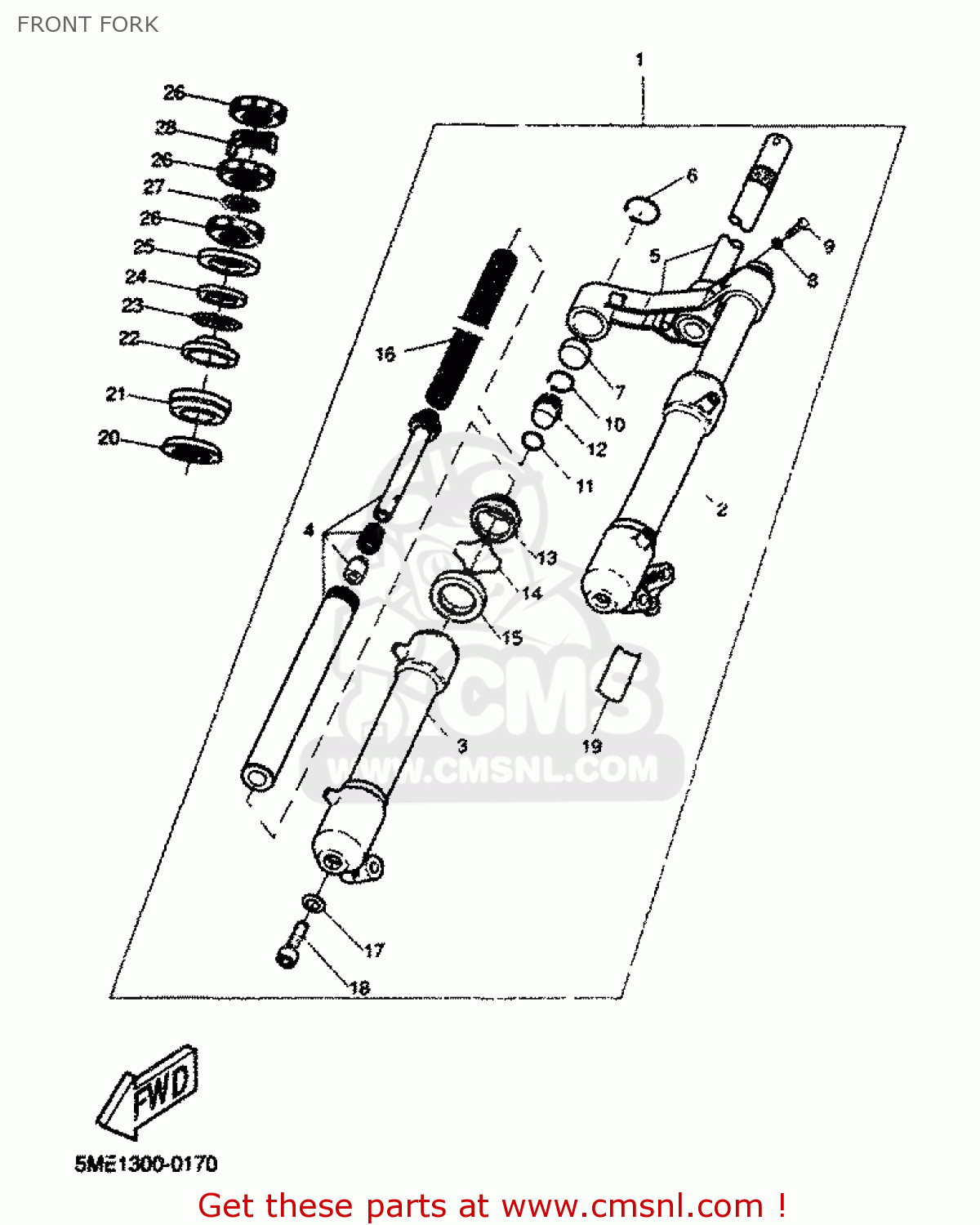 5MEF310010: Front Fork Assy Yamaha - buy the 5ME-F3100-10 at CMSNL
