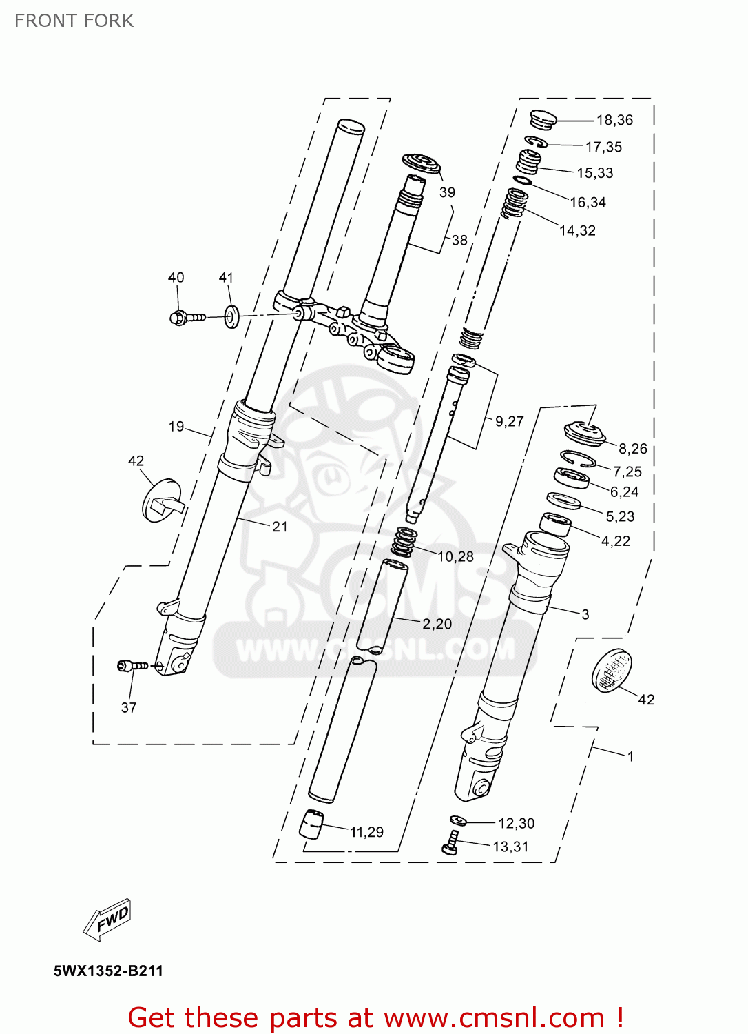 5WXF310200: Front Fork Assy (l Yamaha - buy the 5WX-F3102-00 at CMSNL
