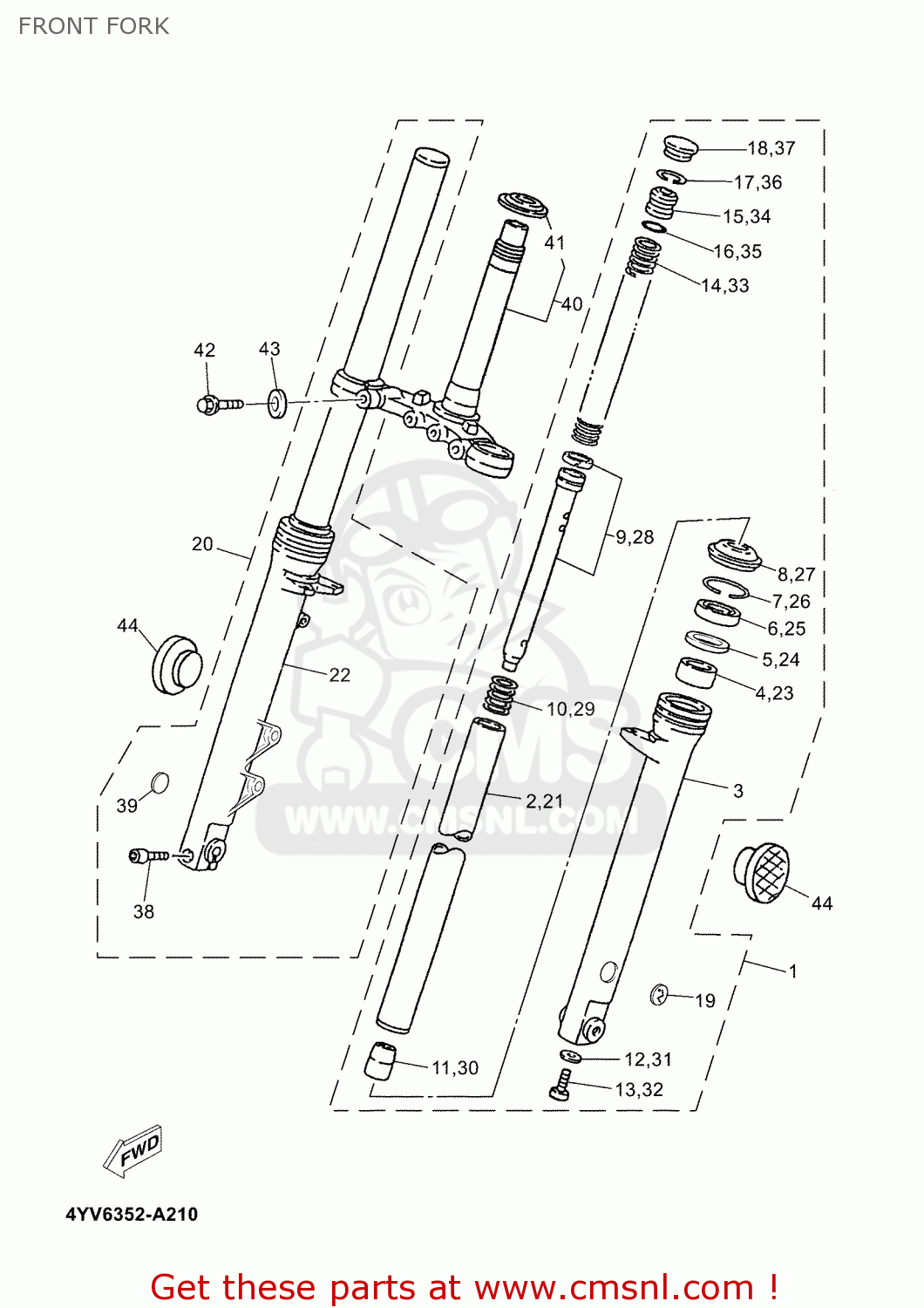 4YVF31020098: Front Fork Assy (l Yamaha - buy the 4YV-F3102-00-98 at CMSNL