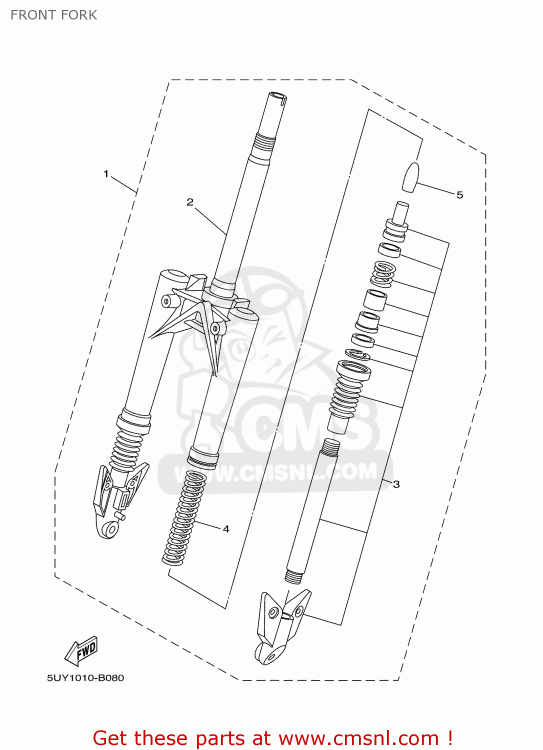 5UY2310001: Front Fork Assy Yamaha - buy the 5UY-23100-01 at CMSNL