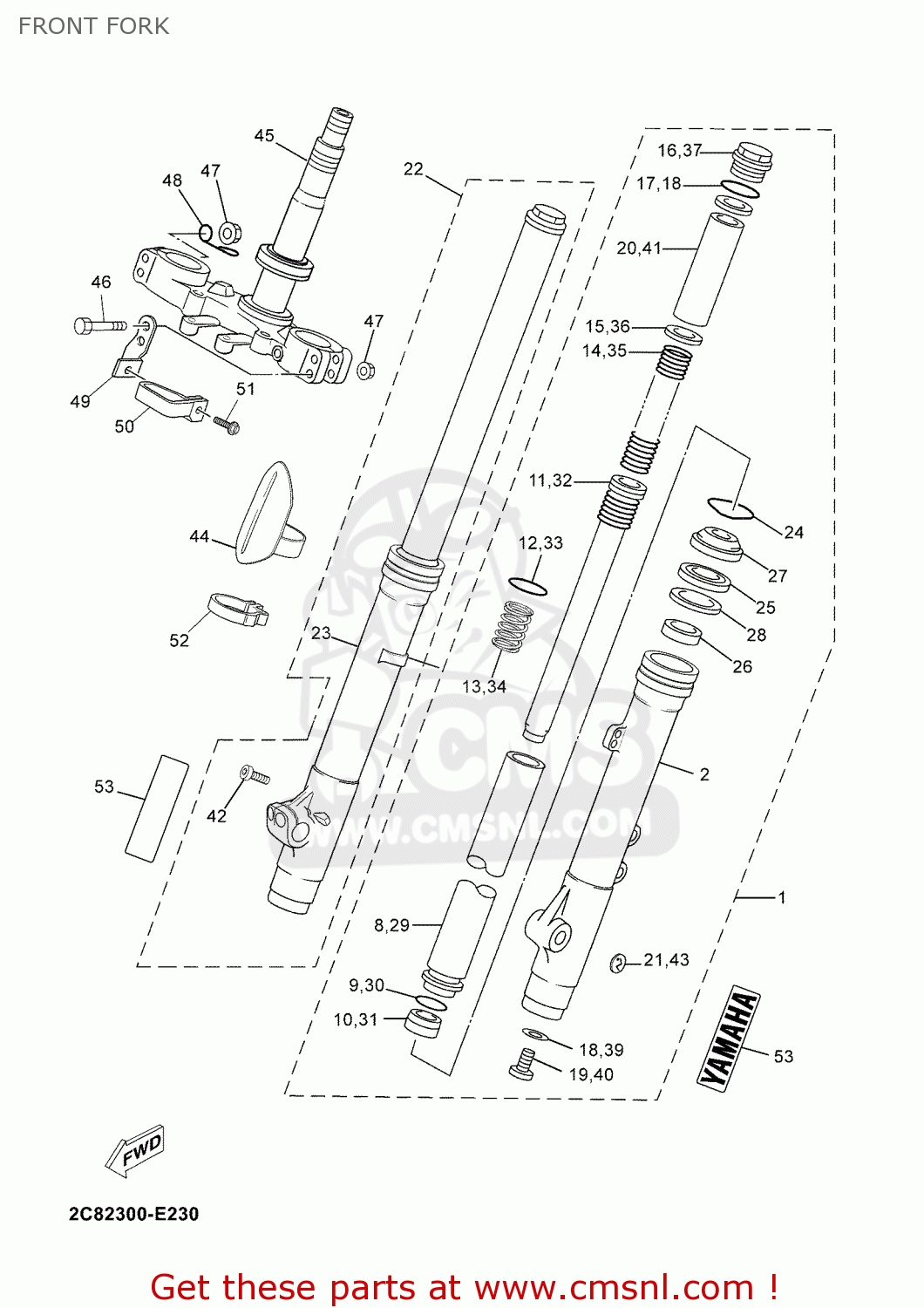 2C8F310200: Front Fork Assy (l Yamaha - buy the 2C8-F3102-00 at CMSNL