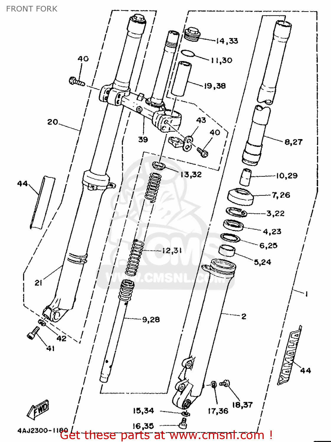 4AJ2310310NJ: Front Fork Assy (r.h) Yamaha - buy the 4AJ-23103-10-NJ at ...