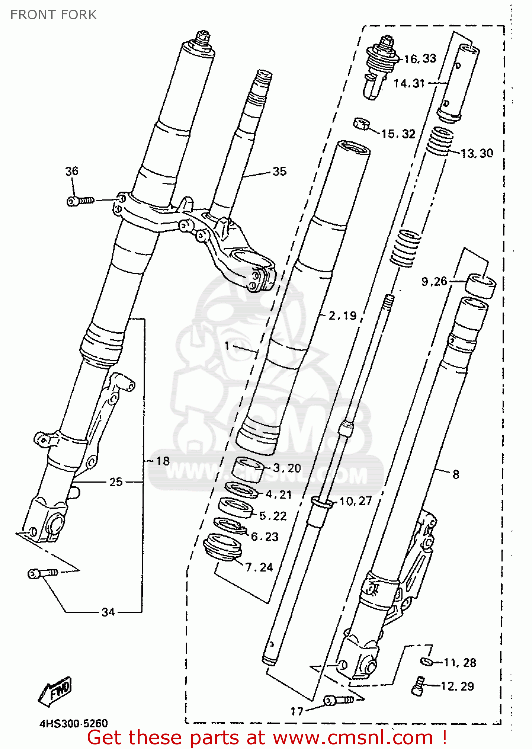 4FM2310250: Front Fork Assy (l.h) Yamaha - buy the 4FM-23102-50 at CMSNL
