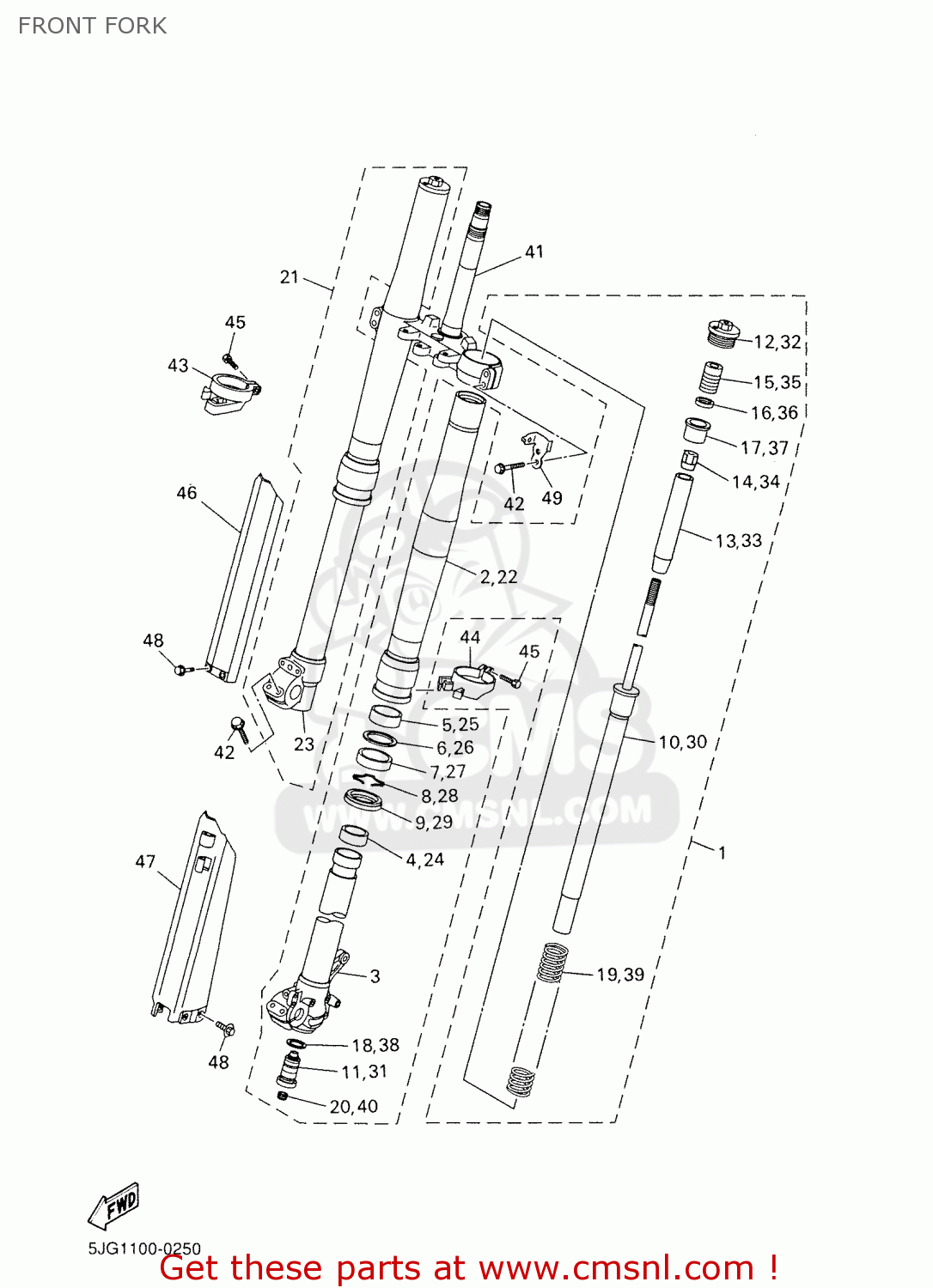 5JG23103M0: Front Fork Assy (r.h) Yamaha - buy the 5JG-23103-M0 at CMSNL
