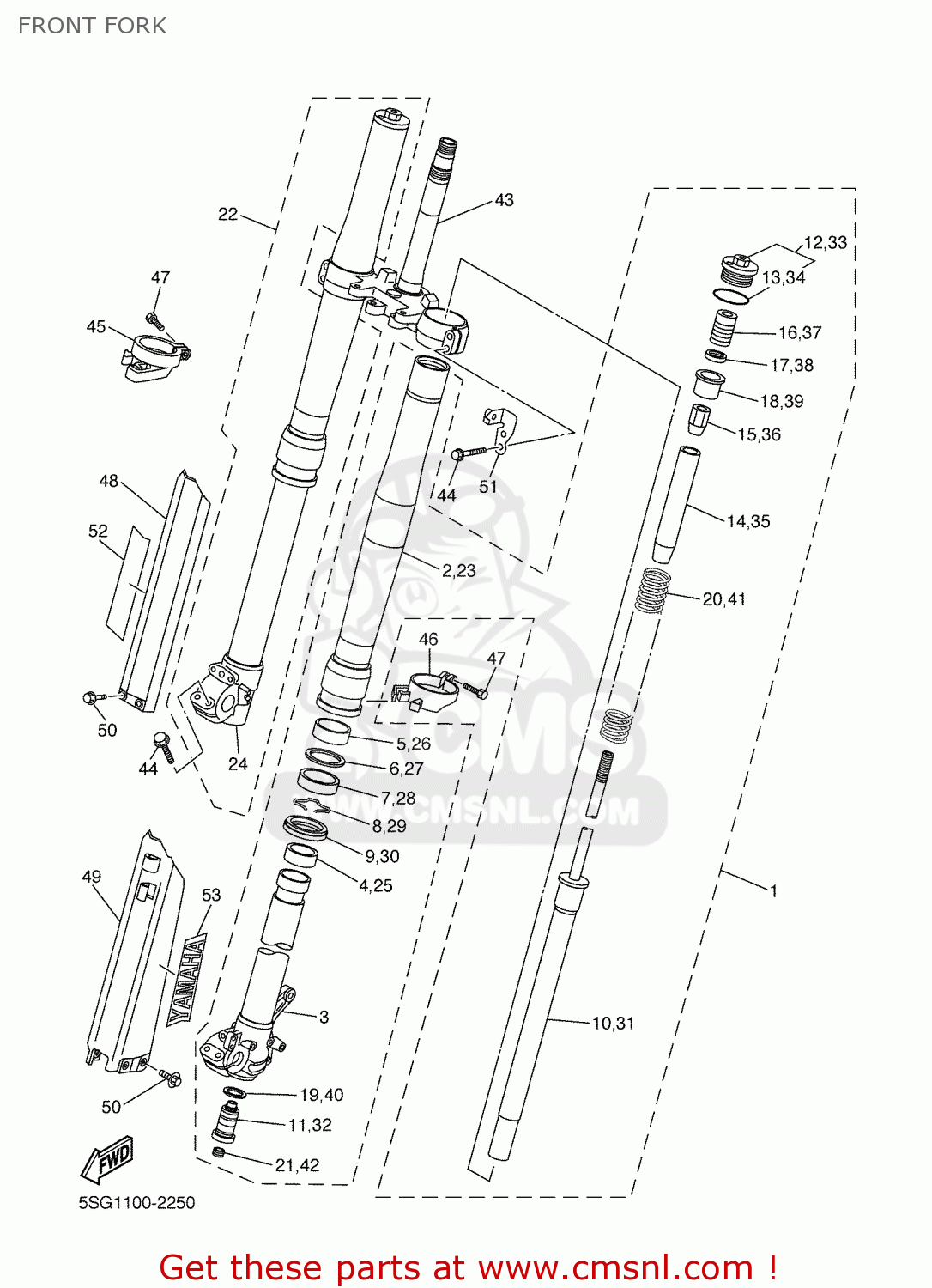 5UM2310210: Front Fork Assy (l.h) Yamaha - buy the 5UM-23102-10 at CMSNL
