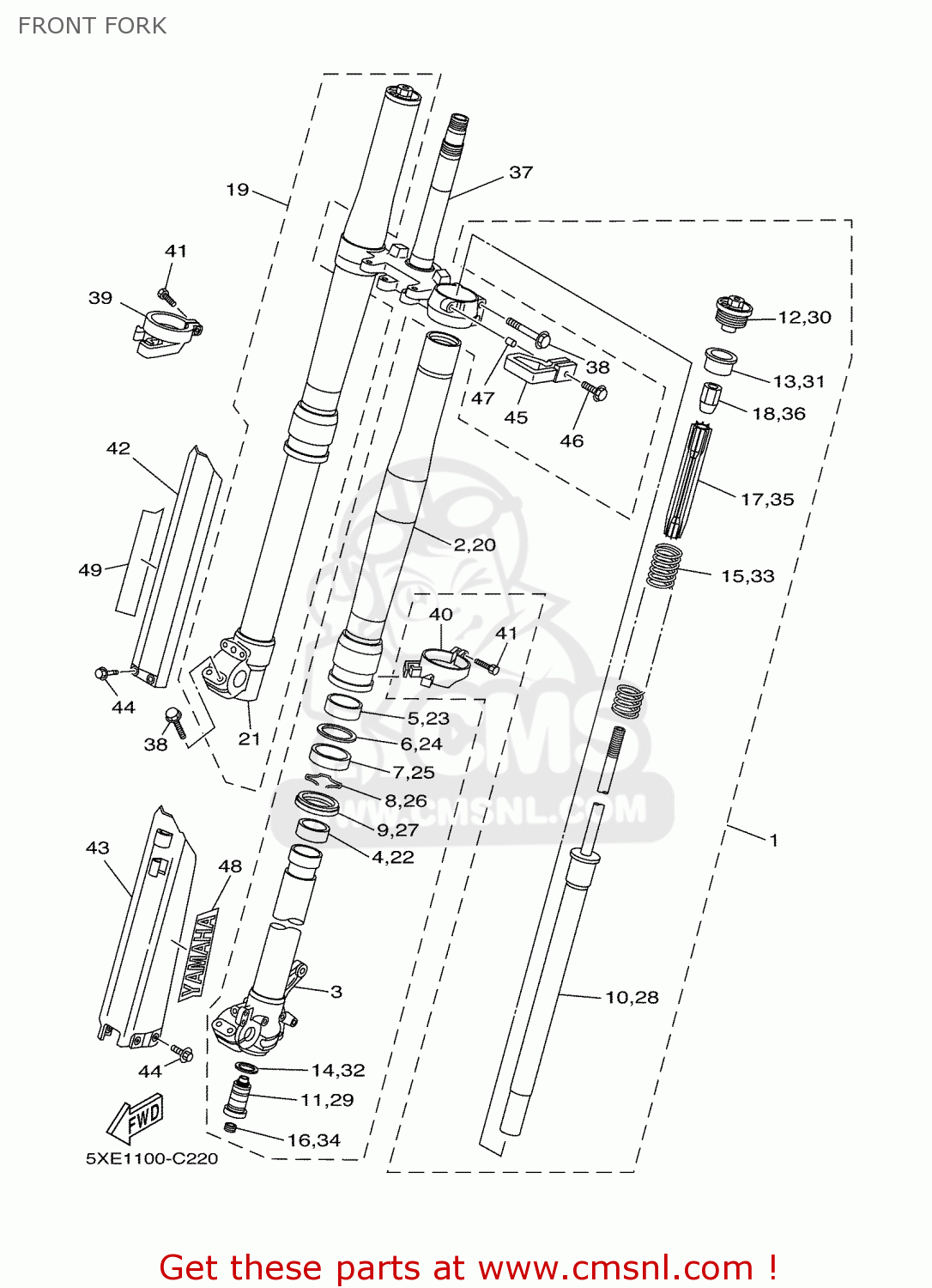 5XF2310310: Front Fork Assy (r.h) Yamaha - buy the 5XF-23103-10-00 at CMSNL