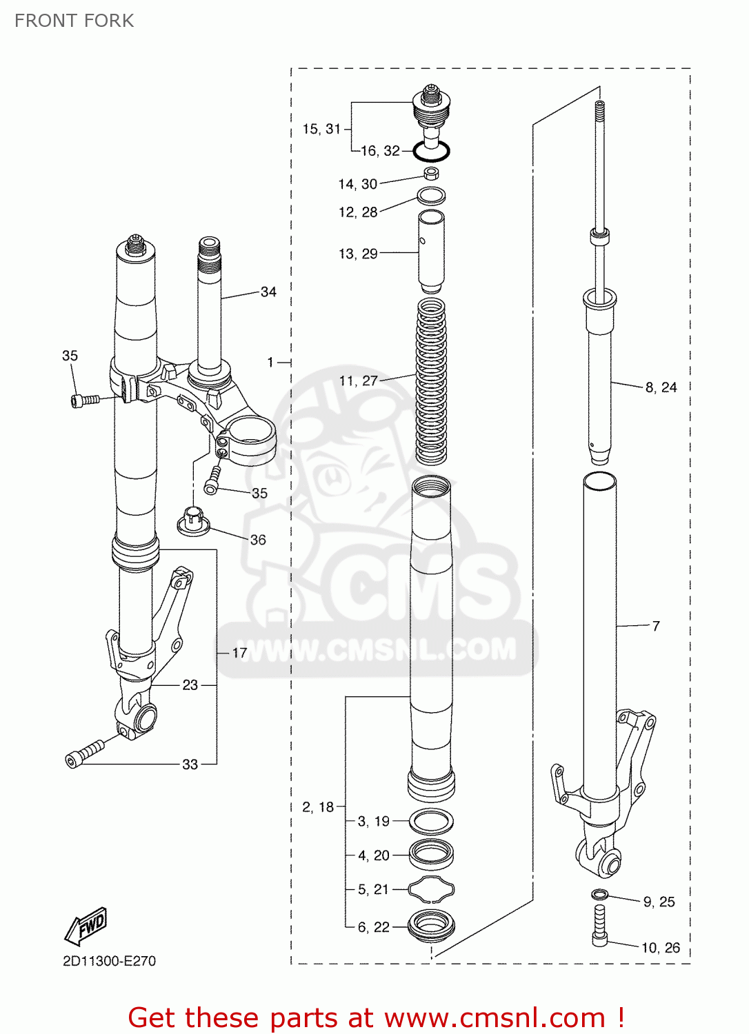 2D12310301: Front Fork Assy (r.h) Yamaha - buy the 2D1-23103-01 at CMSNL