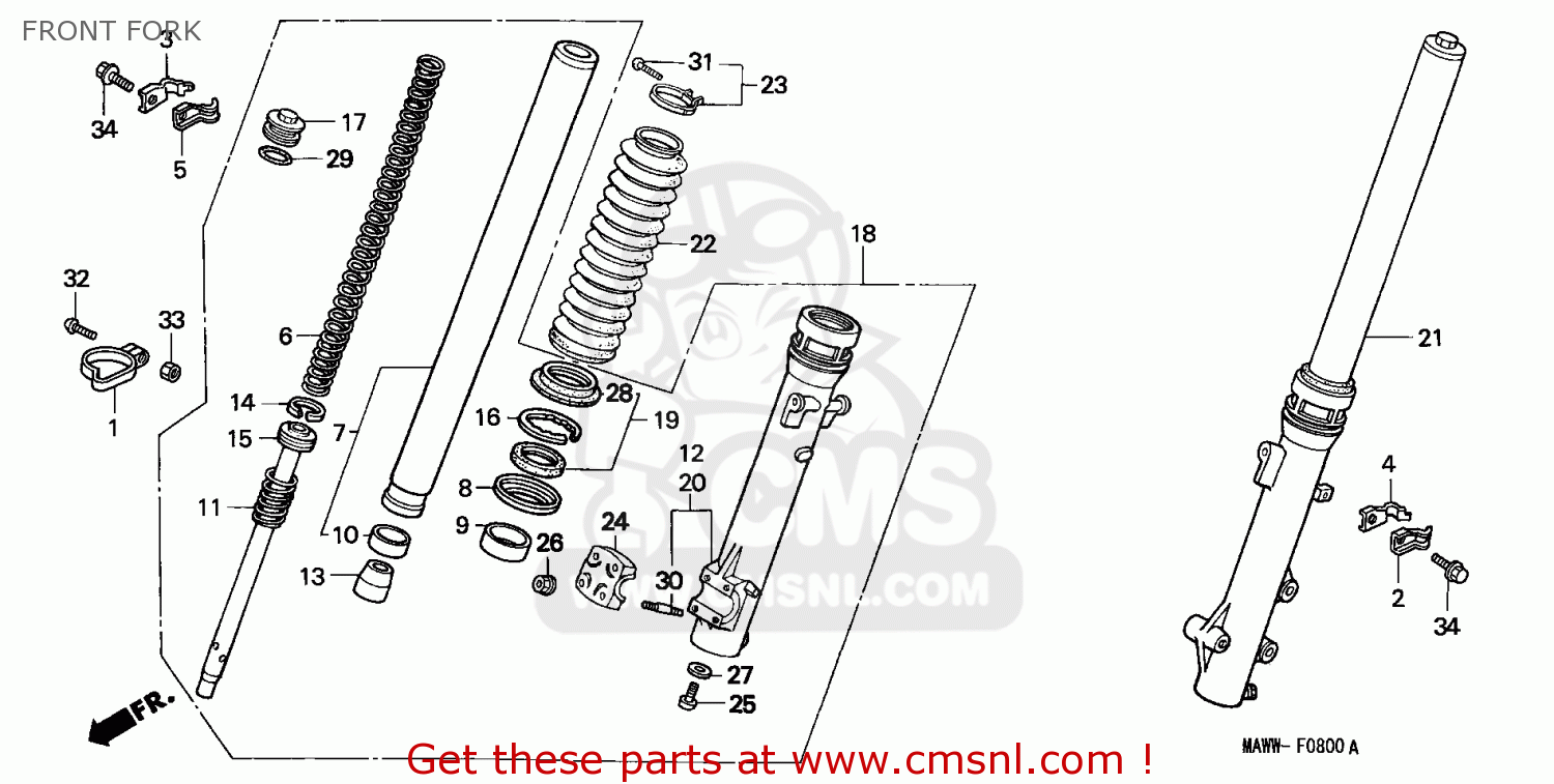 51580MAW761: Fork Sub Assy,l F Honda - buy the 51580-MAW-761 at CMSNL