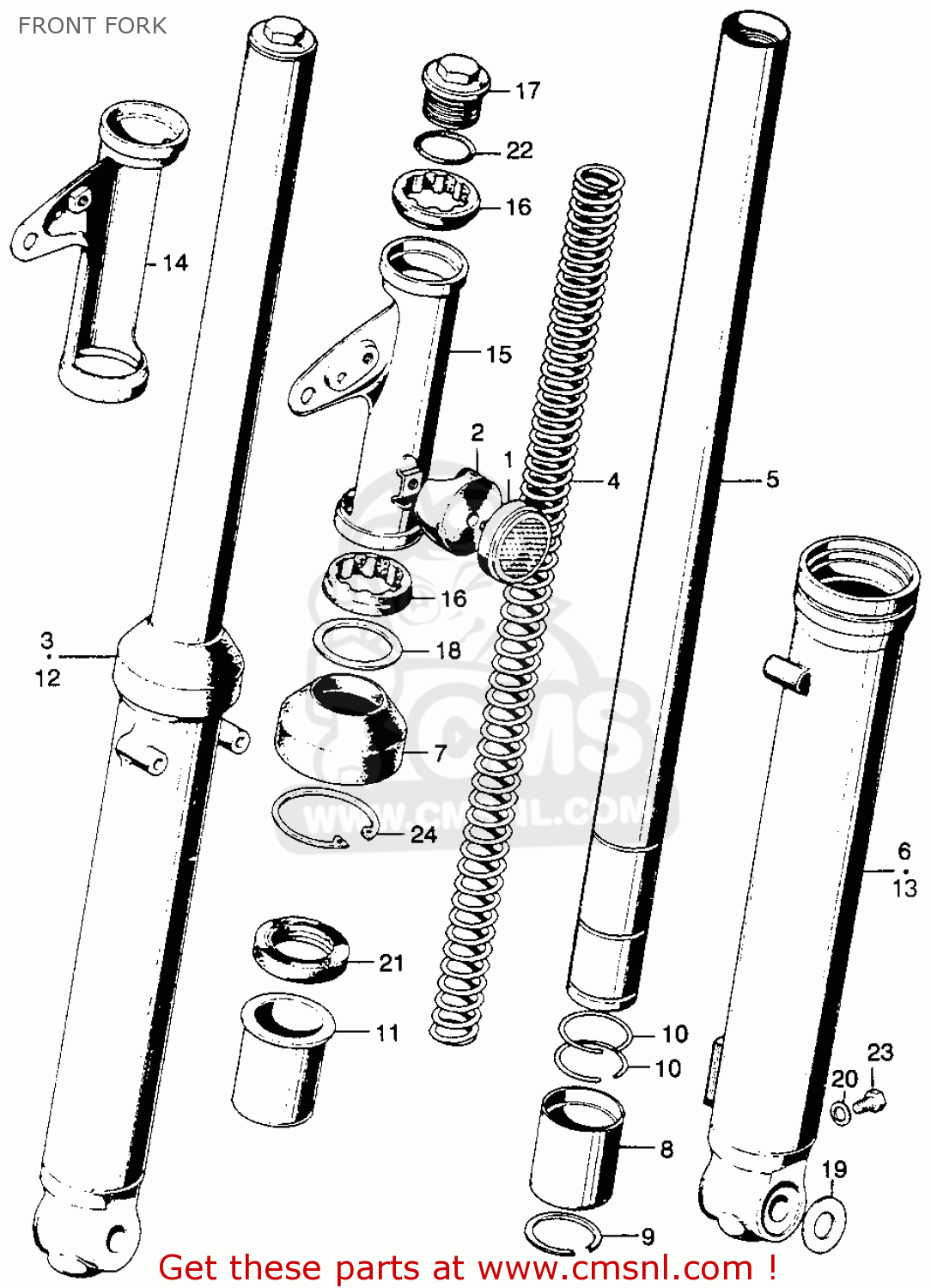 FORK ASSY,R FRONT for SL125 MOTOSPORT 1971 K0 USA - order at CMSNL