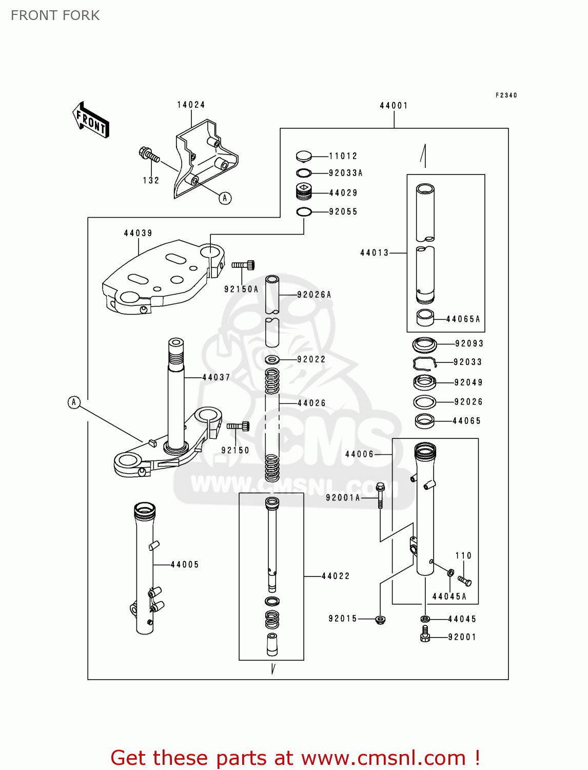 440371265: Holder-fork Under Kawasaki - buy the 44037-1265 at CMSNL