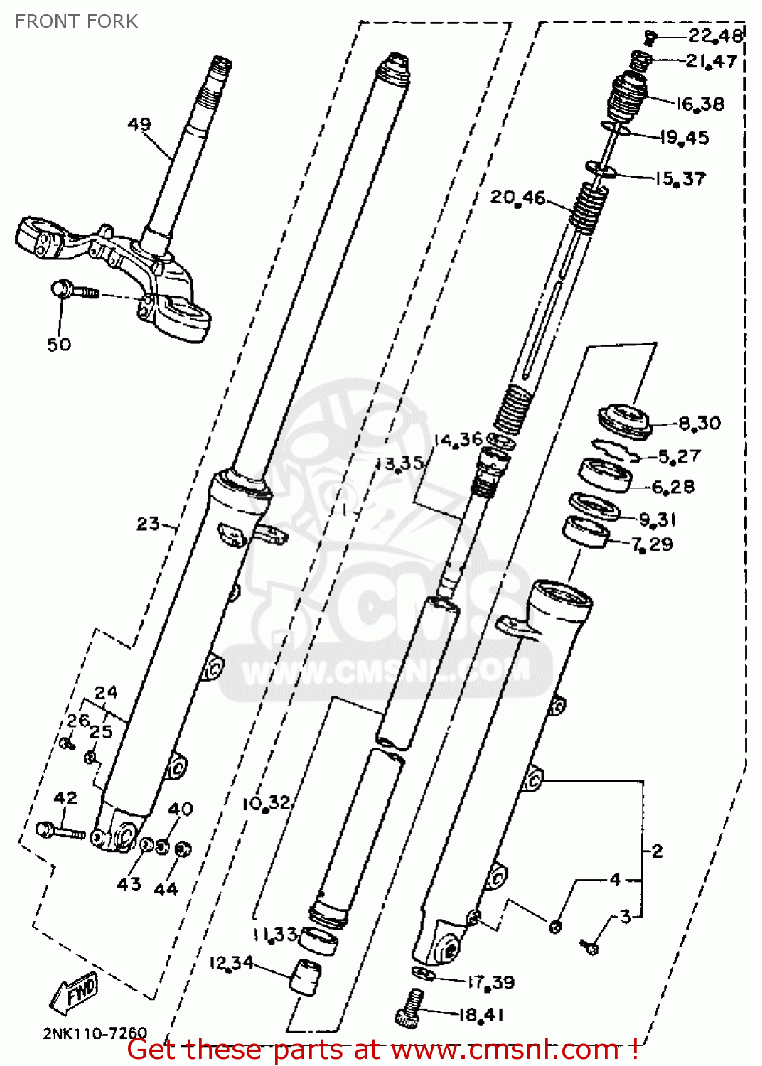FRONT FORK ASSY (R.H) for FZR750R 1987 USA - order at CMSNL
