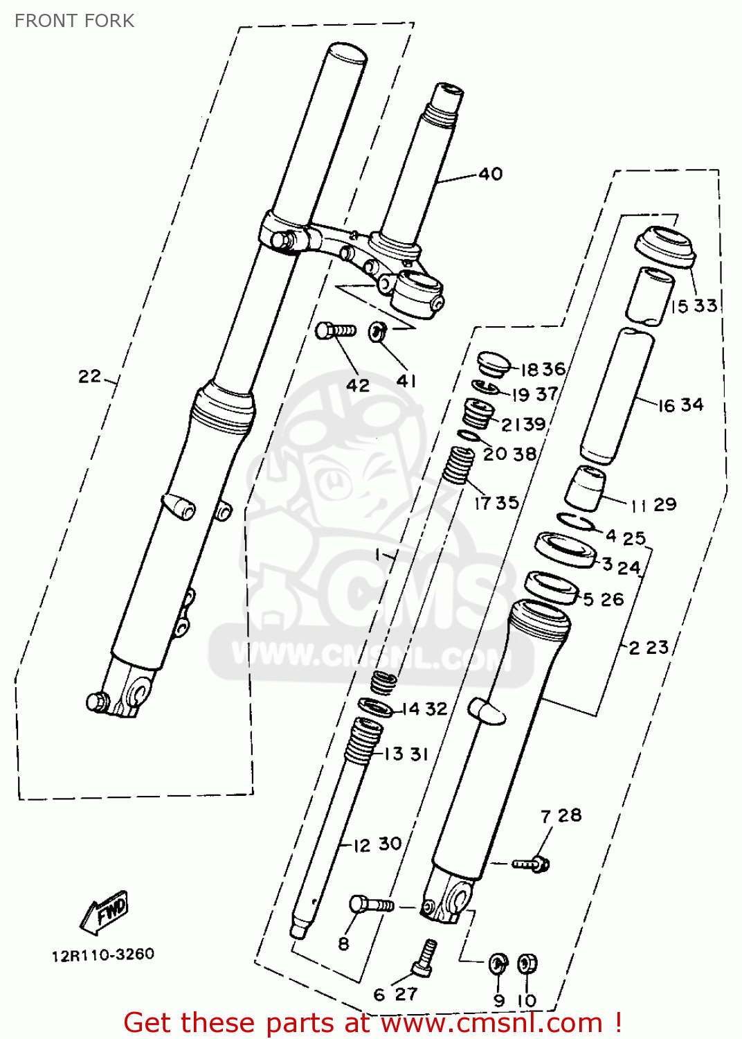 16M2310300: Front Fork Assy (r.h) Yamaha - buy the 16M-23103-00 at CMSNL